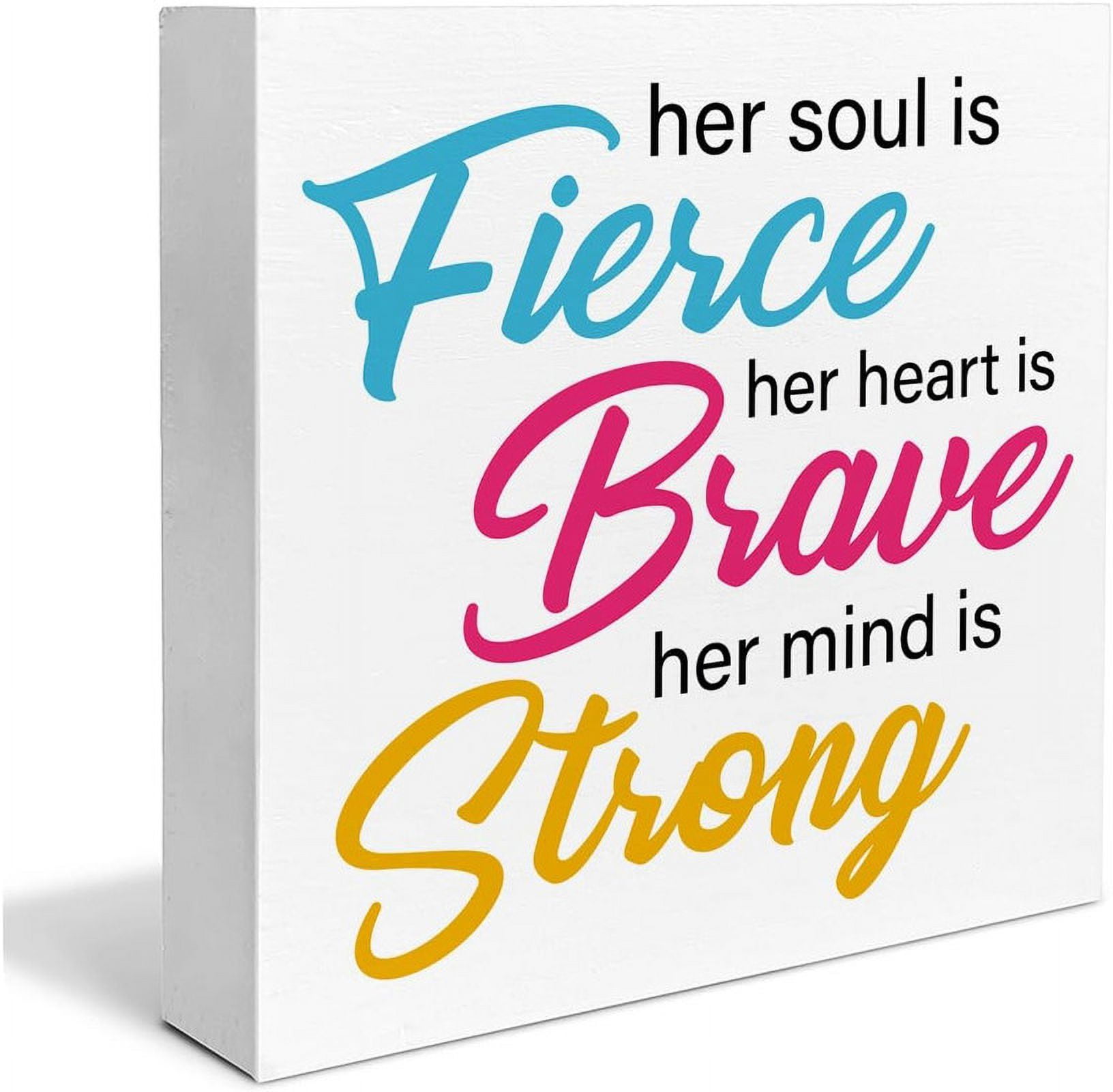 Sunyuer Inspirational Quote Wooden Box Sign, Her Soul is Fierce Wood ...