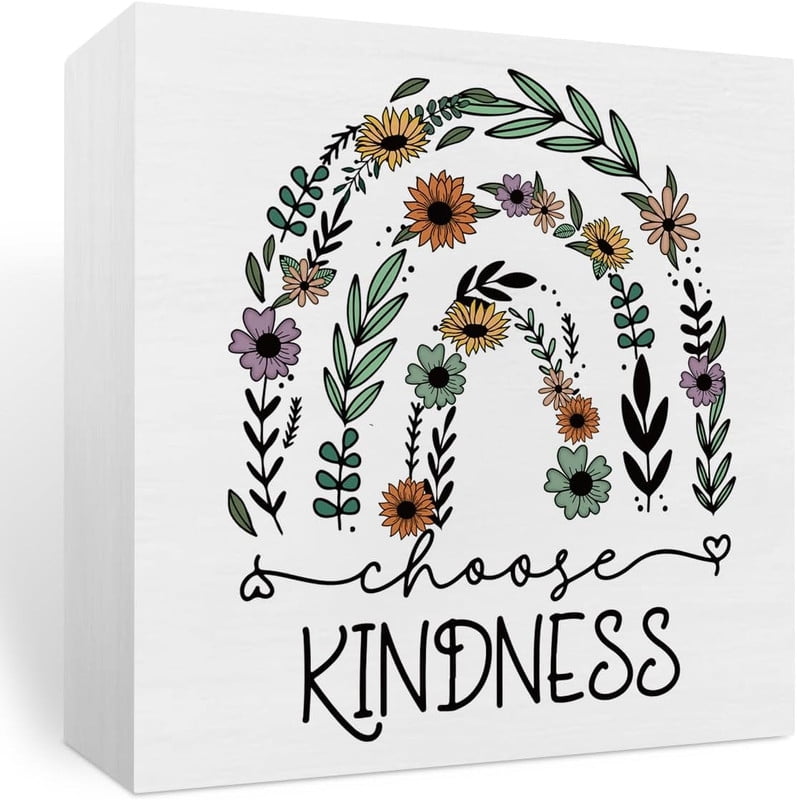 Sunyuer Inspirational Wooden Box Sign, Choose Kindness Wood Block ...