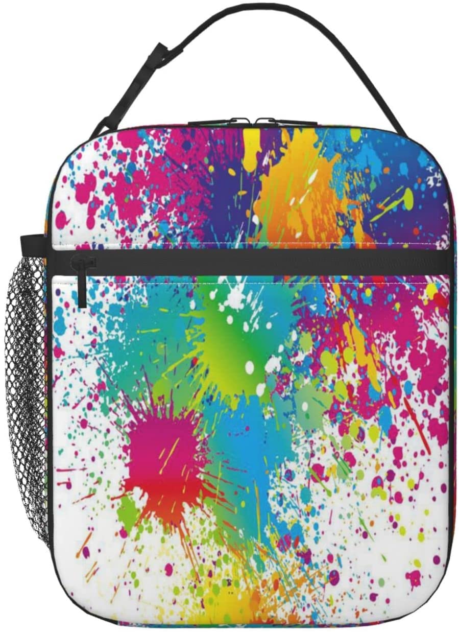 Sunyuer Paint Splatter Pattern Portable Lunch Bag Insulated Lunch Box ...