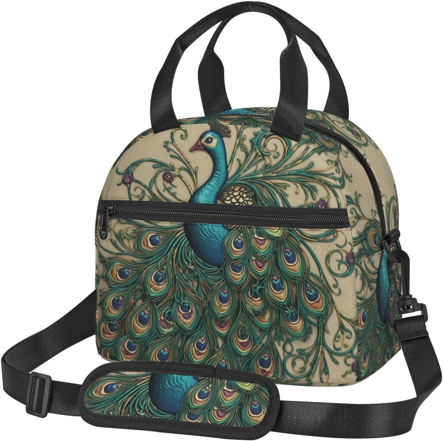 Sunyuer Peacock Lunch Bag, Reusable Insulated Container With Adjustable ...