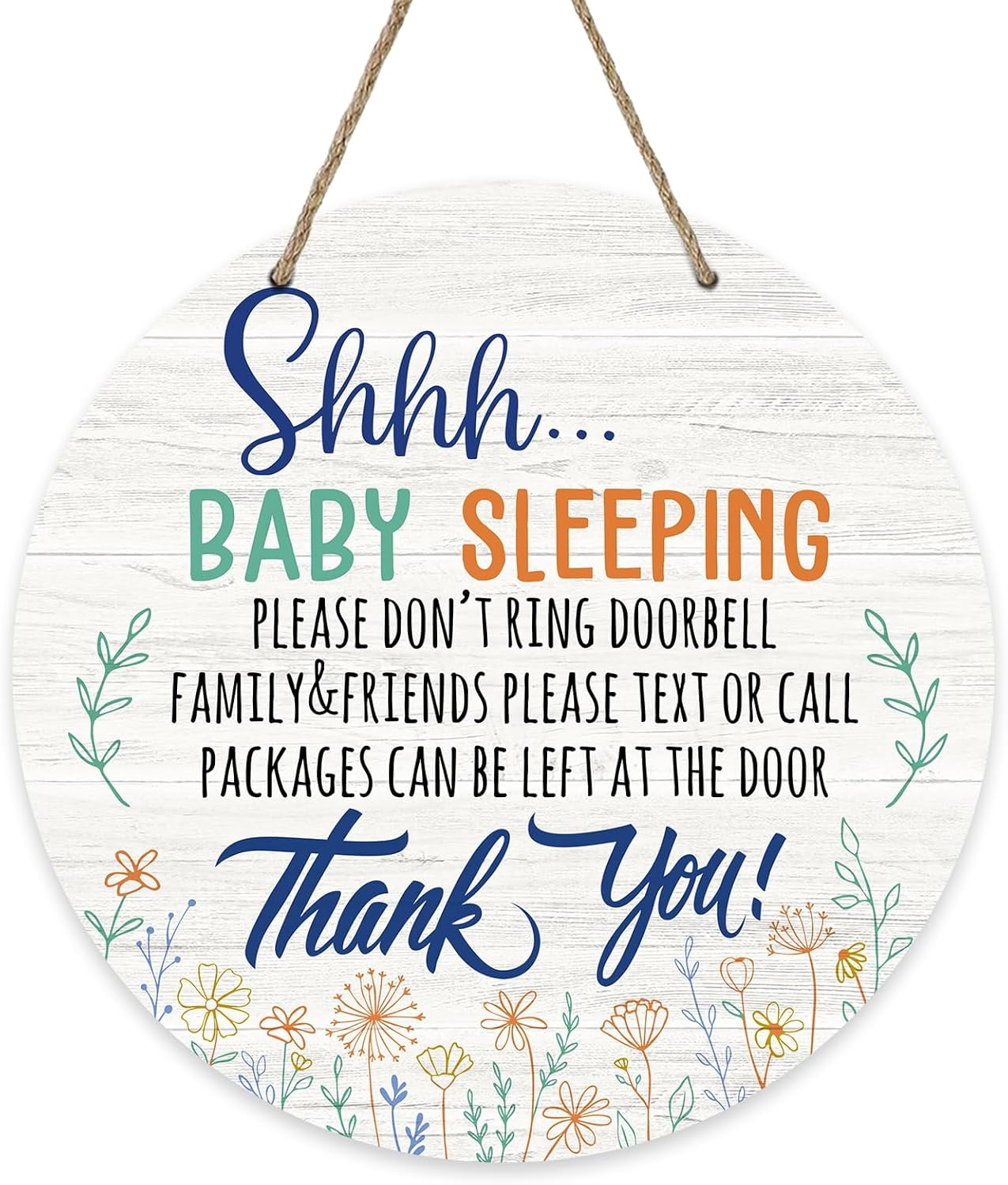 Sunyuer Shhh Baby Sleeping Door Sign, Please Don't Ring Doorbell ...