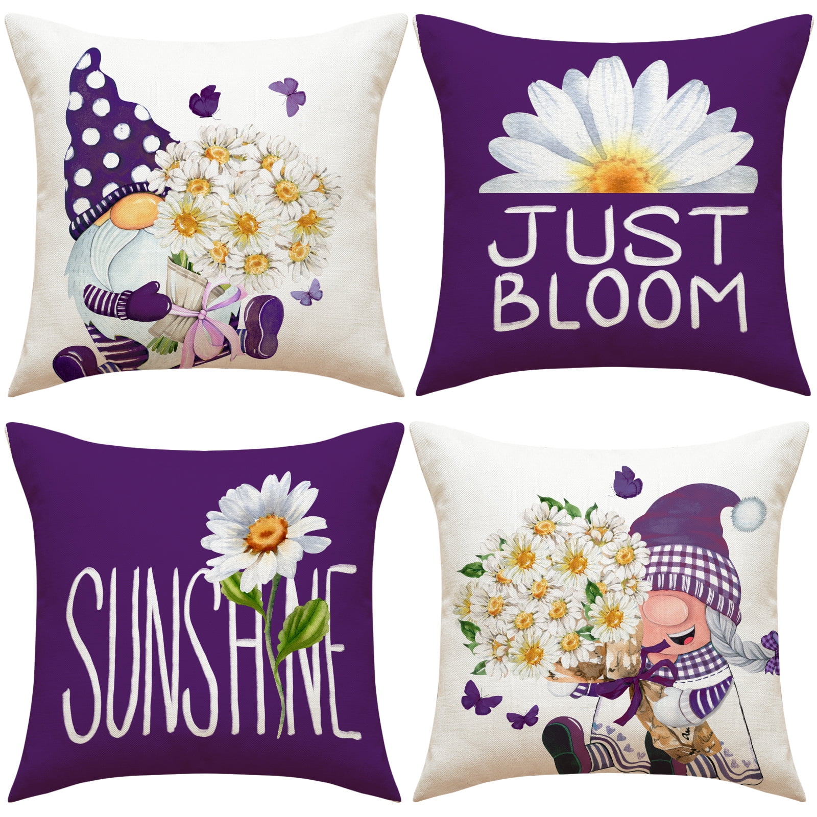 Sunyuer Spring Pillow Covers 18x18 Inch Set of 4, Spring Summer ...