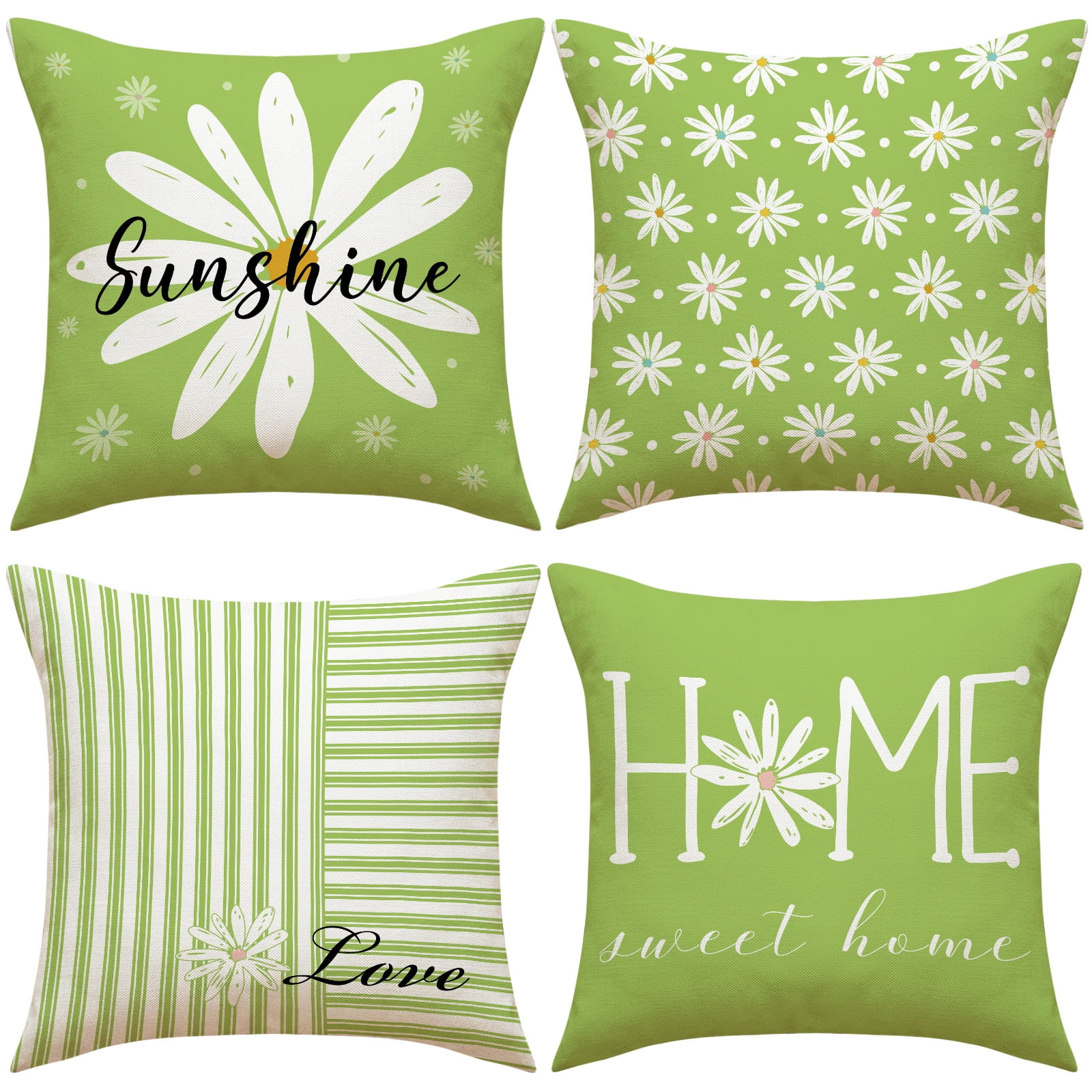 Sunyuer Spring Pillow Covers 18x18 Inch Set of 4, Spring Summer ...