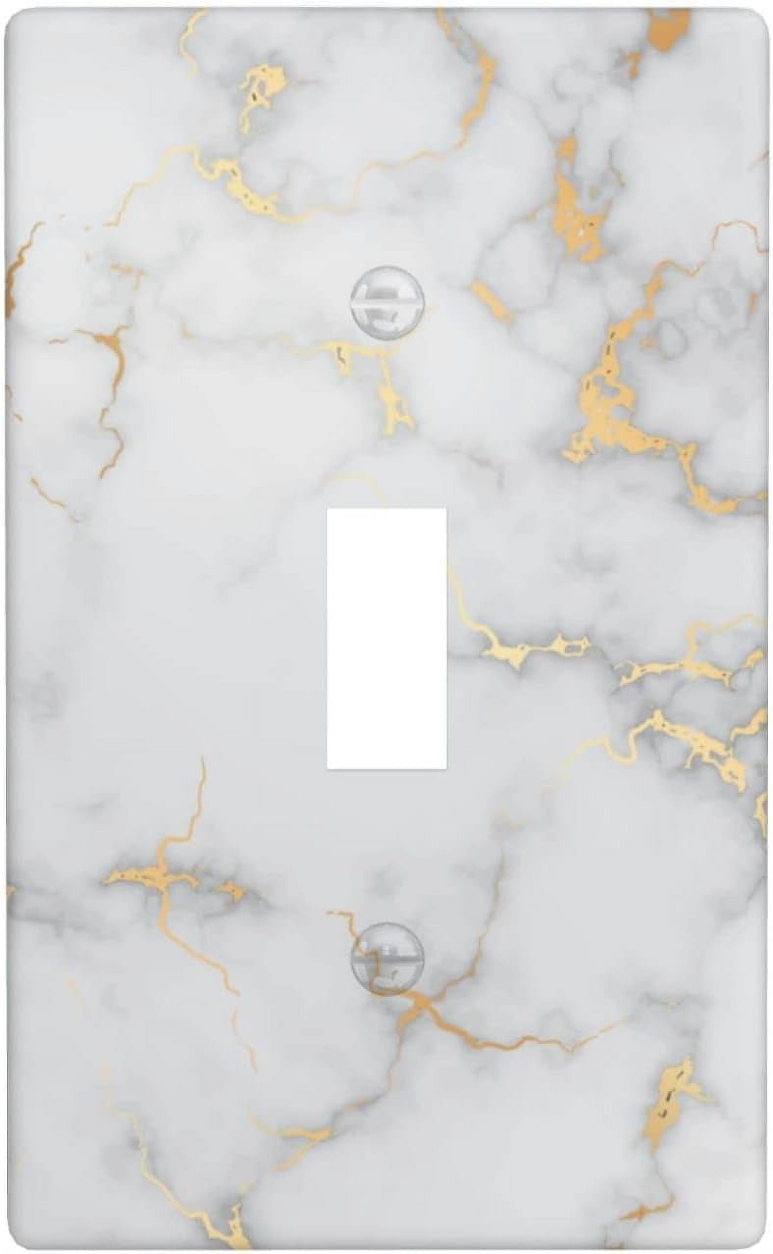 Sunyuer White And Gold Marble Decorative Wall Plate Outlet Cover, 1 ...