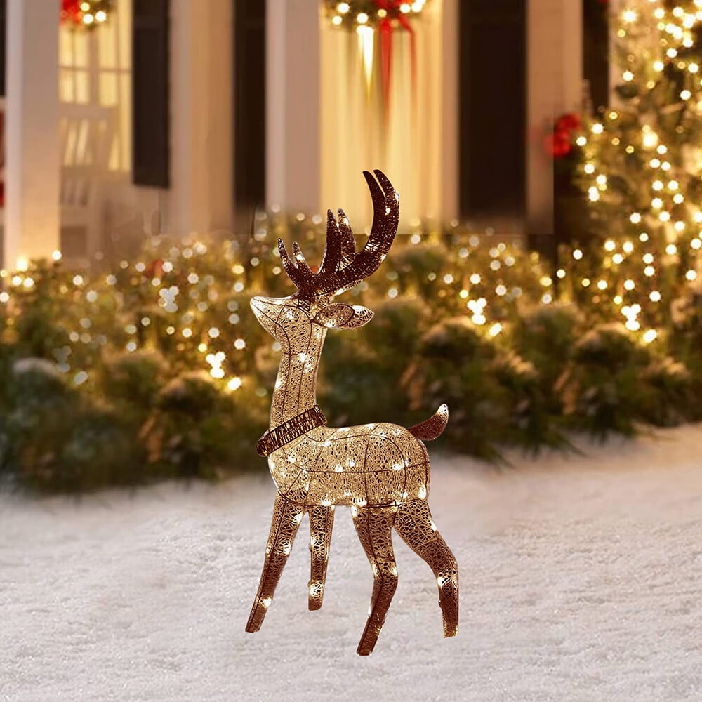 Dvkptbk 12 inch Christmas Deer Light Decor, Glittering Deer with Strip ...