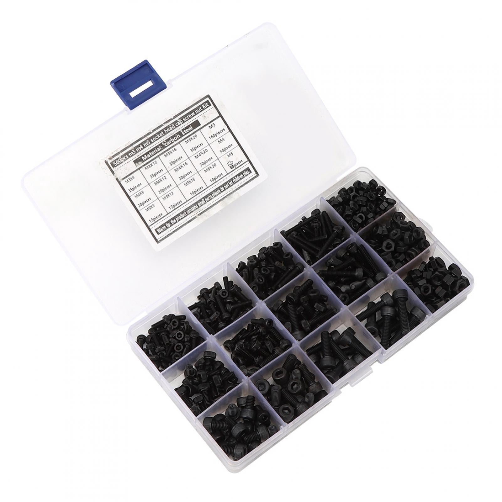 Suodoka 560PCs Hex Screw Carbon Steel Cylindrical Head with Nut ...