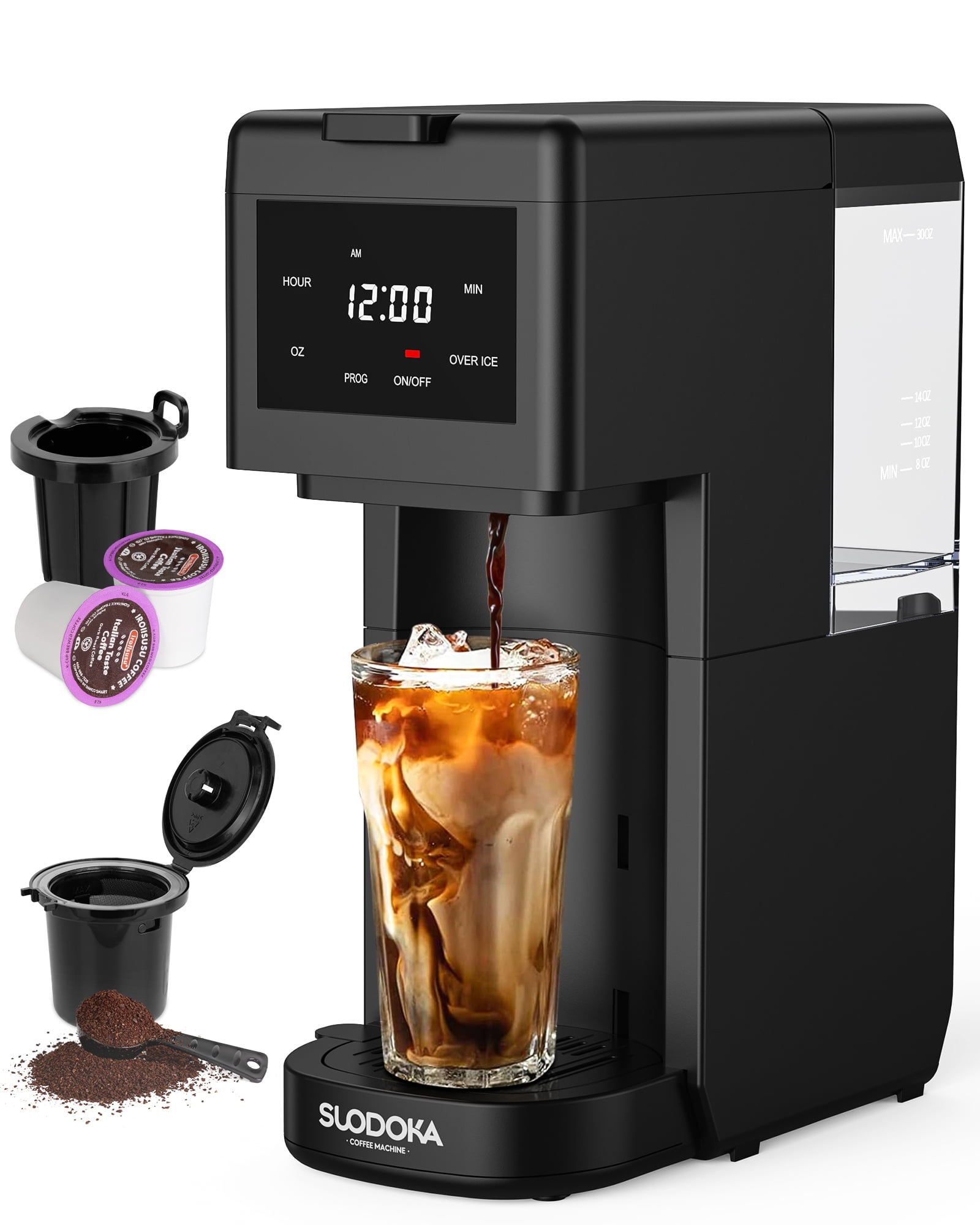 Suodoka Iced and Hot Single Serve K-Pod Coffee Maker, 6-14 oz Brew ...