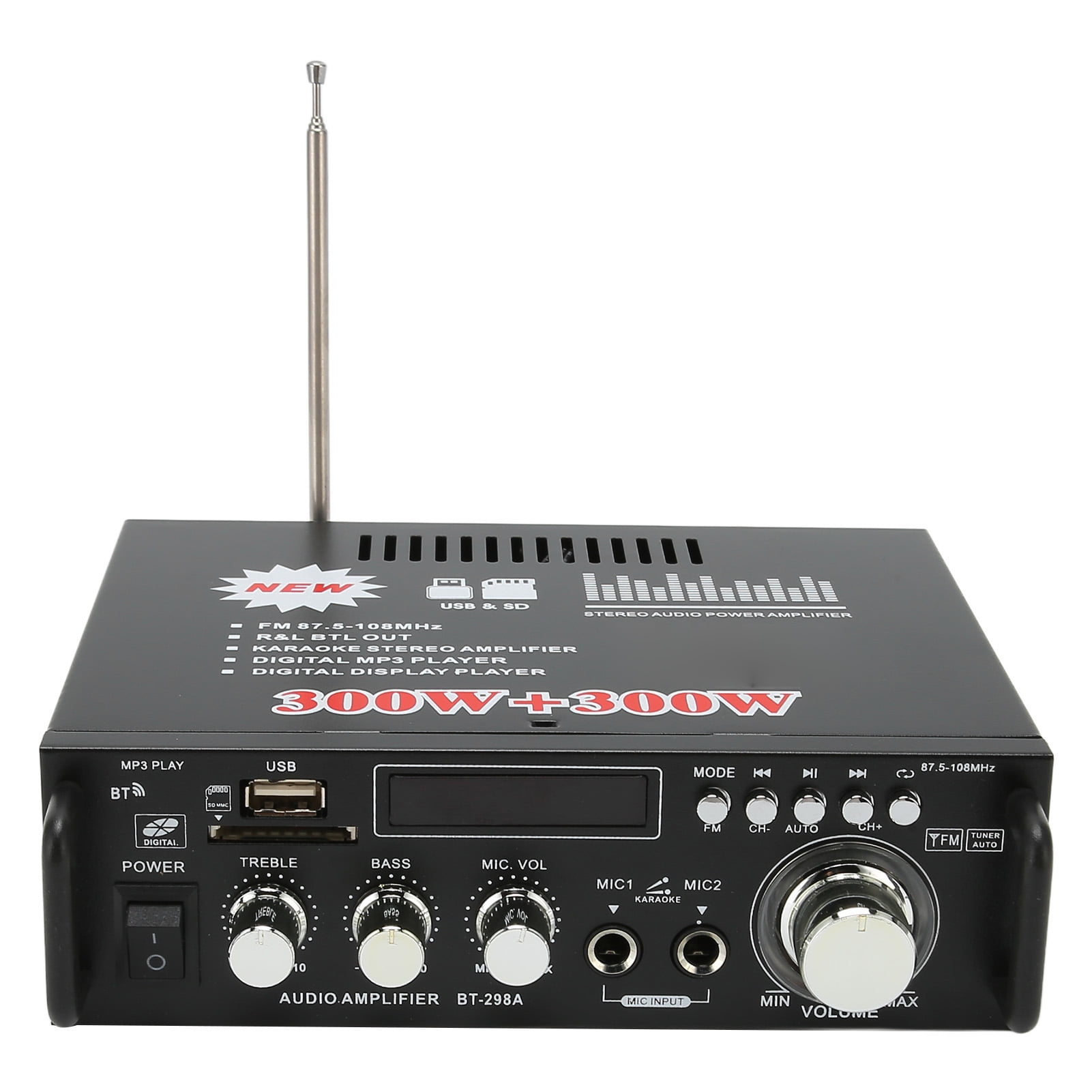 Suodoka Power Amplifier 300W+300W Bluetooth Dual Channel Audio Receiver ...