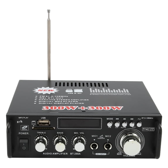 Suodoka Power Amplifier 300W+300W Bluetooth Dual Channel Audio Receiver ...