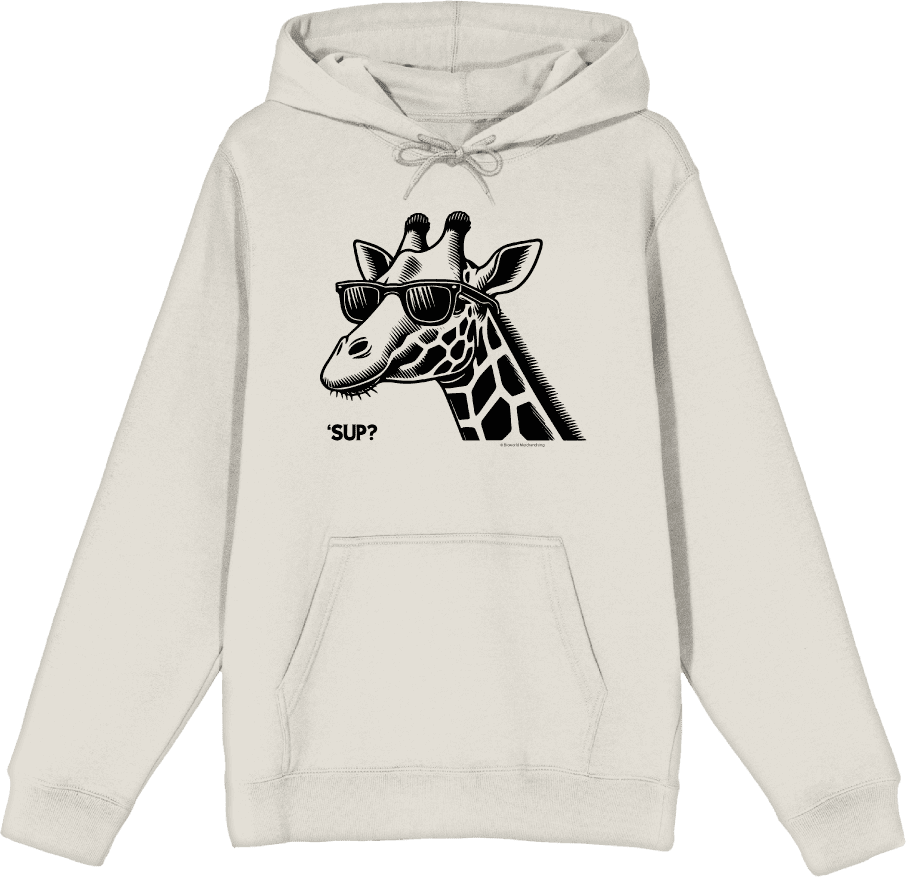 Sup? Giraffe with Sunglasses Adult Sand Long Sleeve Hoodie-Small ...