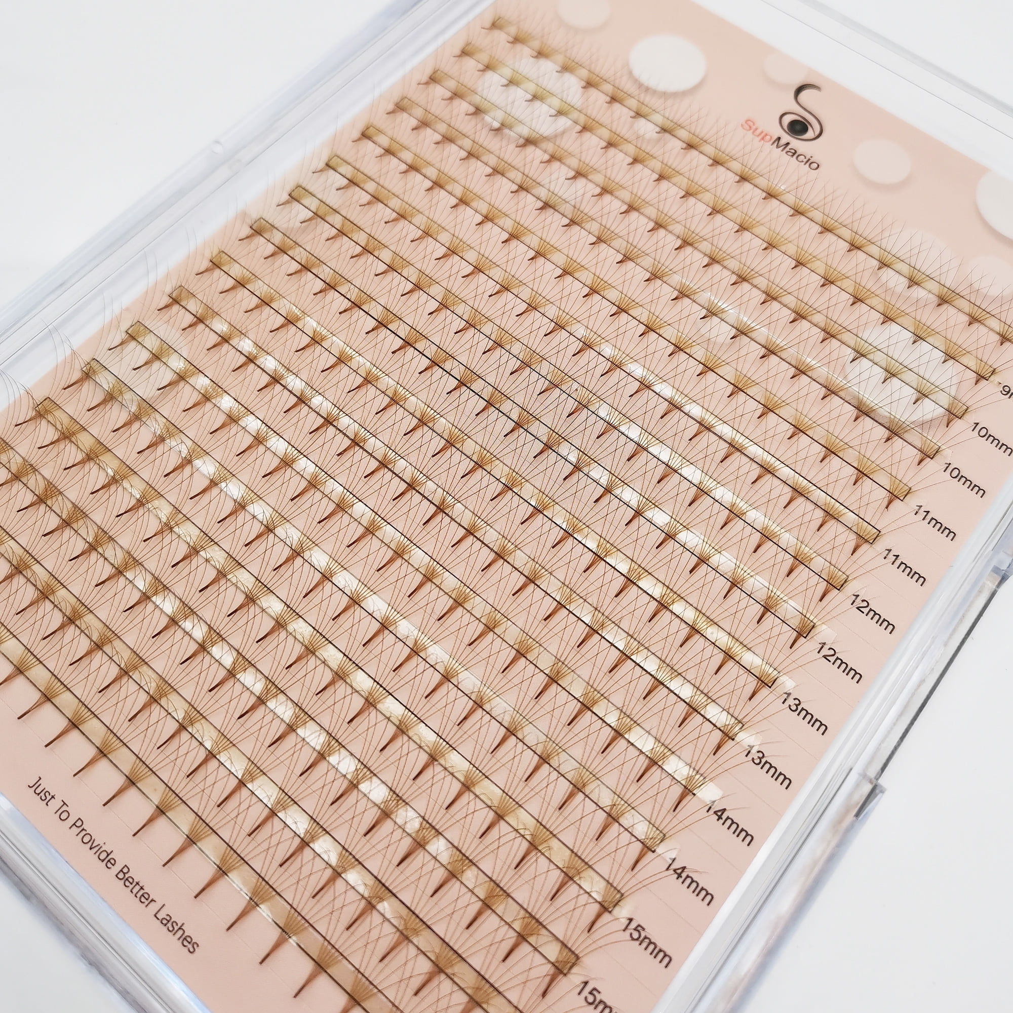 SupMacio Brown Premade fans Eyelash Extensions Thin Pointy Base 10D 6D ...
