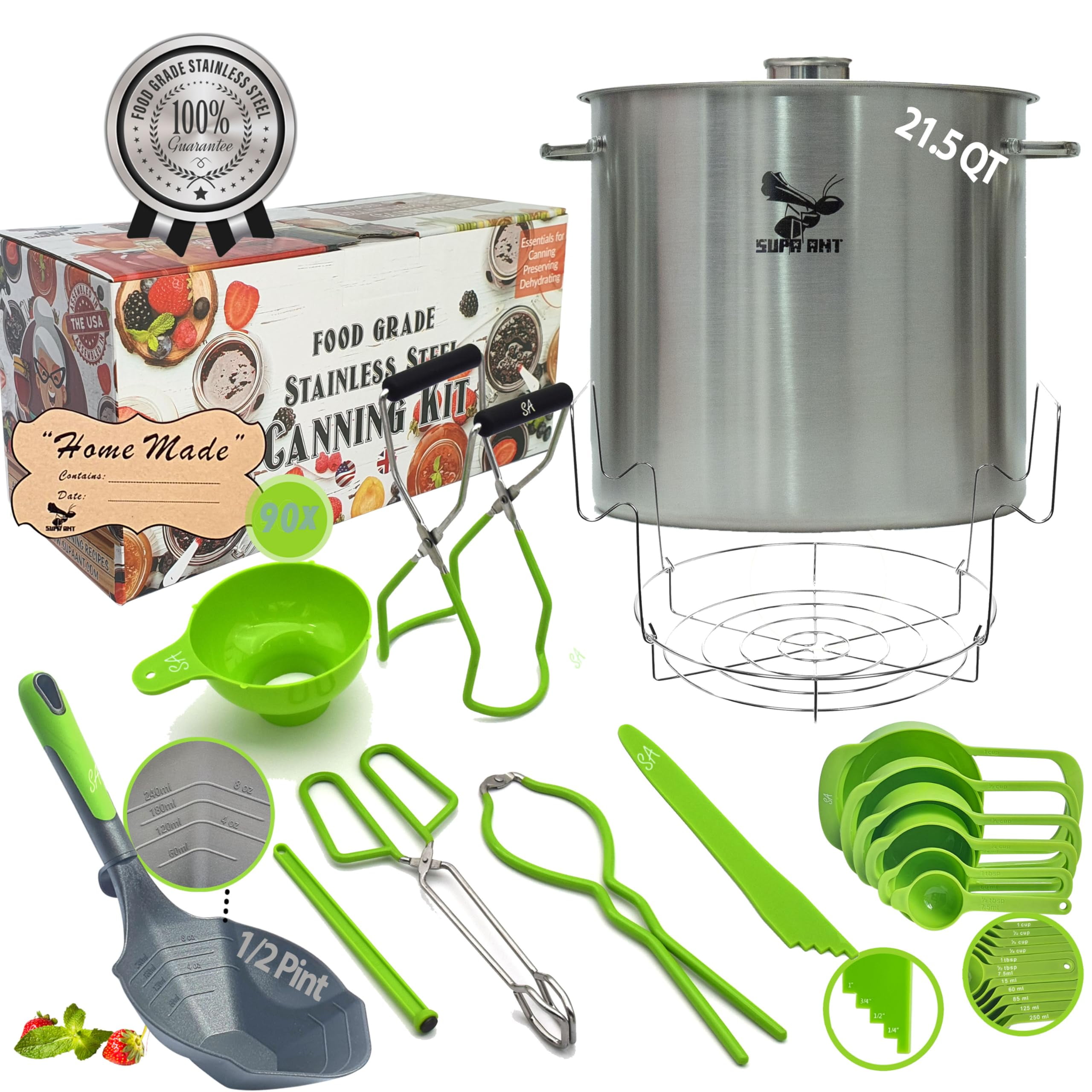 Supa Ant, Water Bath Canning Pot, 24 Qt., Stainless Steel with Rack ...