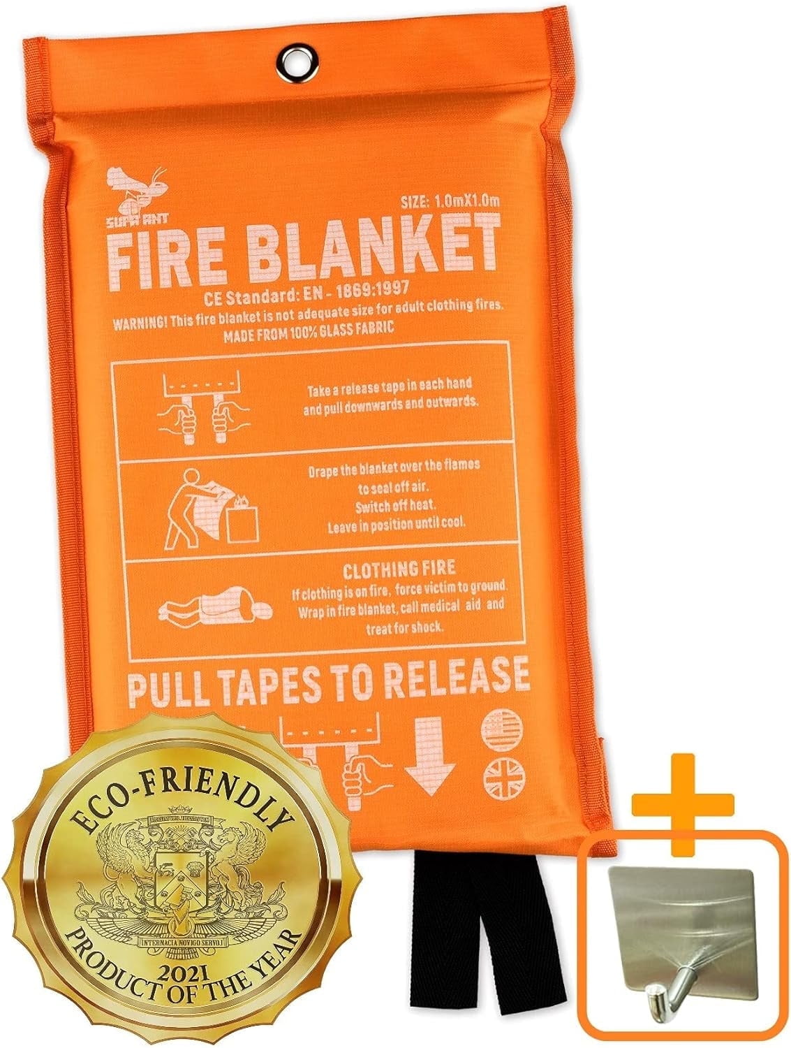 Supa Ant Emergency Fire Blanket for Home and Kitchen, High Visibility ...