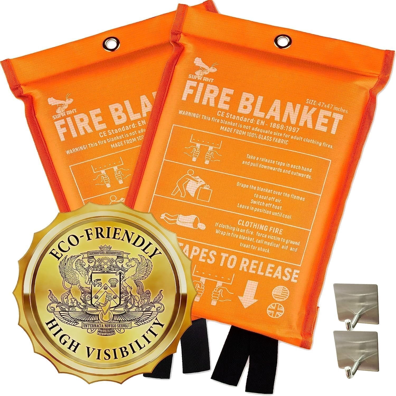 Supa Ant Emergency Fire Blanket for Home and Kitchen, High Visibility ...