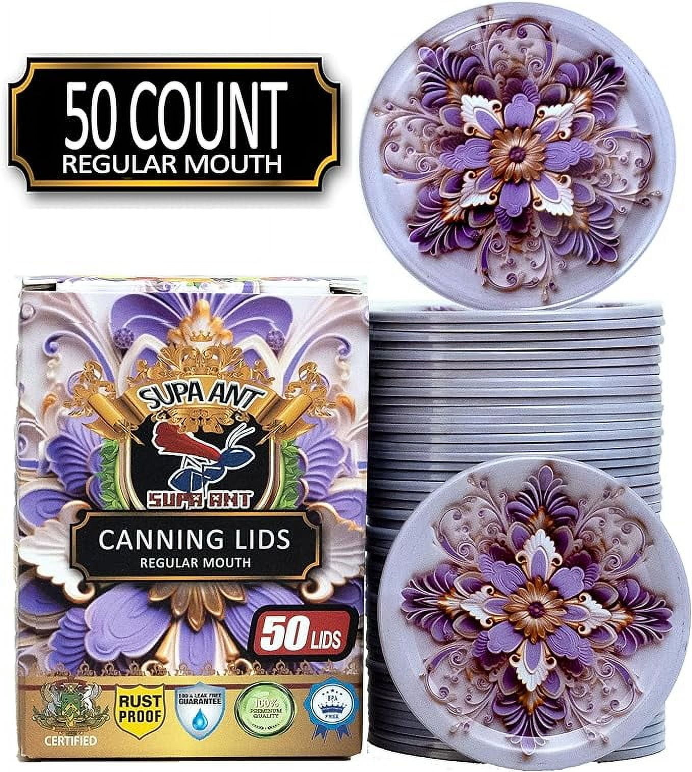 Supa Ant Regular Mouth Canning Jar Lids, Rust Buckle and Leak Proof, 50 ...