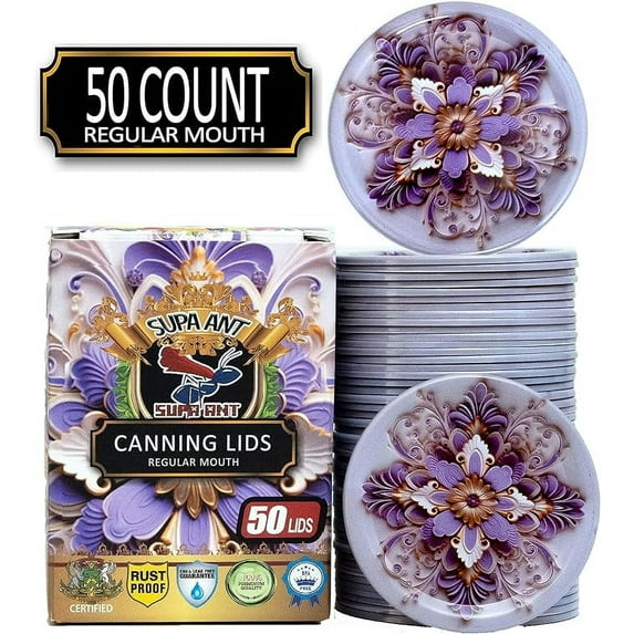 Supa Ant Regular Mouth Canning Jar Lids, Rust Buckle and Leak Proof, 50 ...