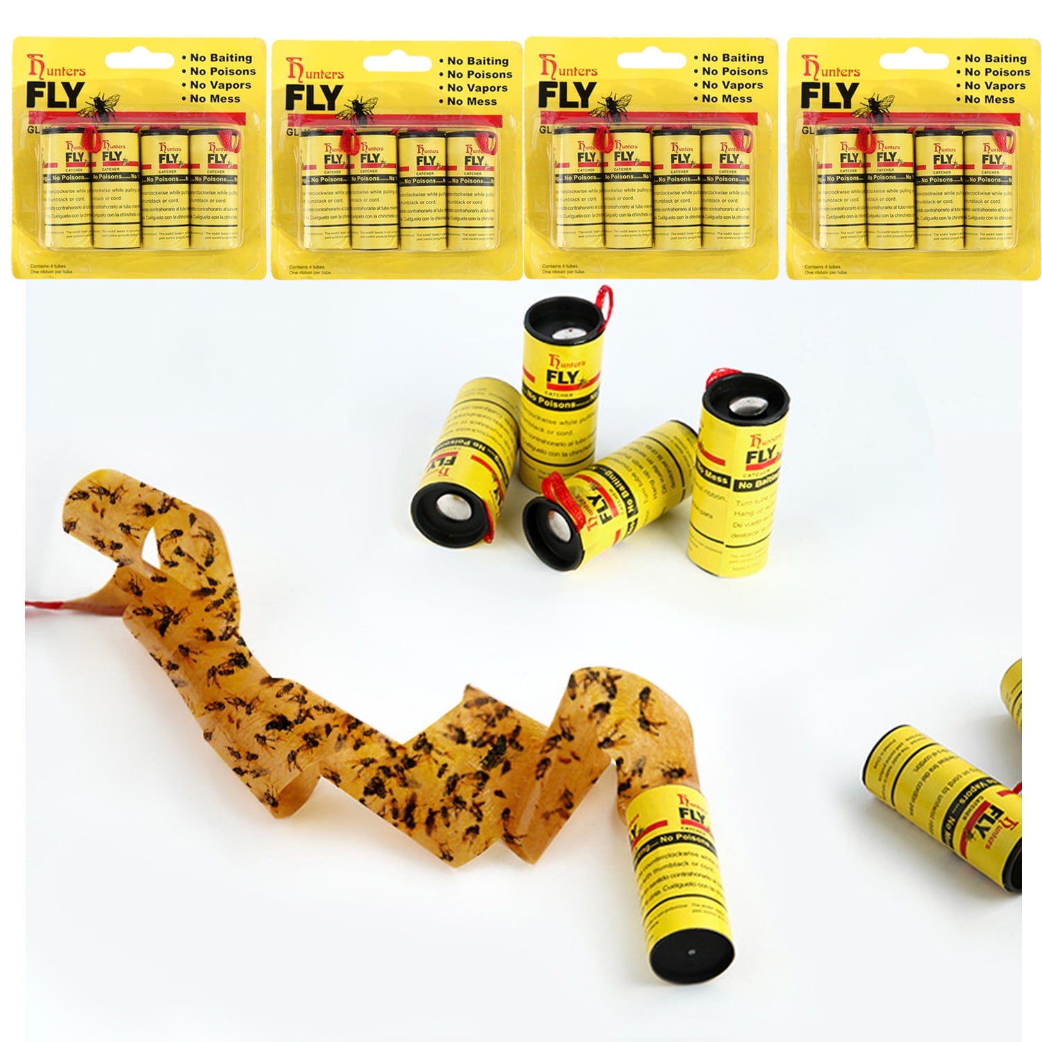 Supbessel 16 Rolls Fly Paper Strips - Fly Tapes Fly Paper Sticky Fly ...