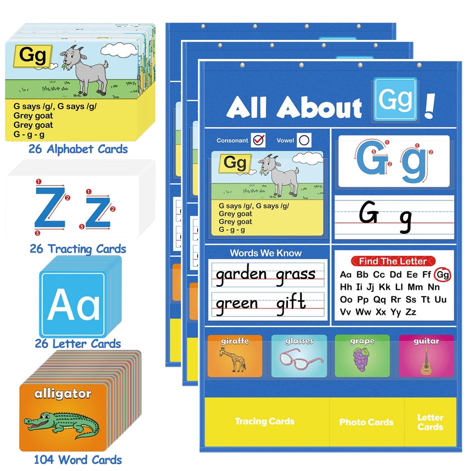 Supbessel ABC Letter Game Pocket Chart - Alphabet Learning Center for ...