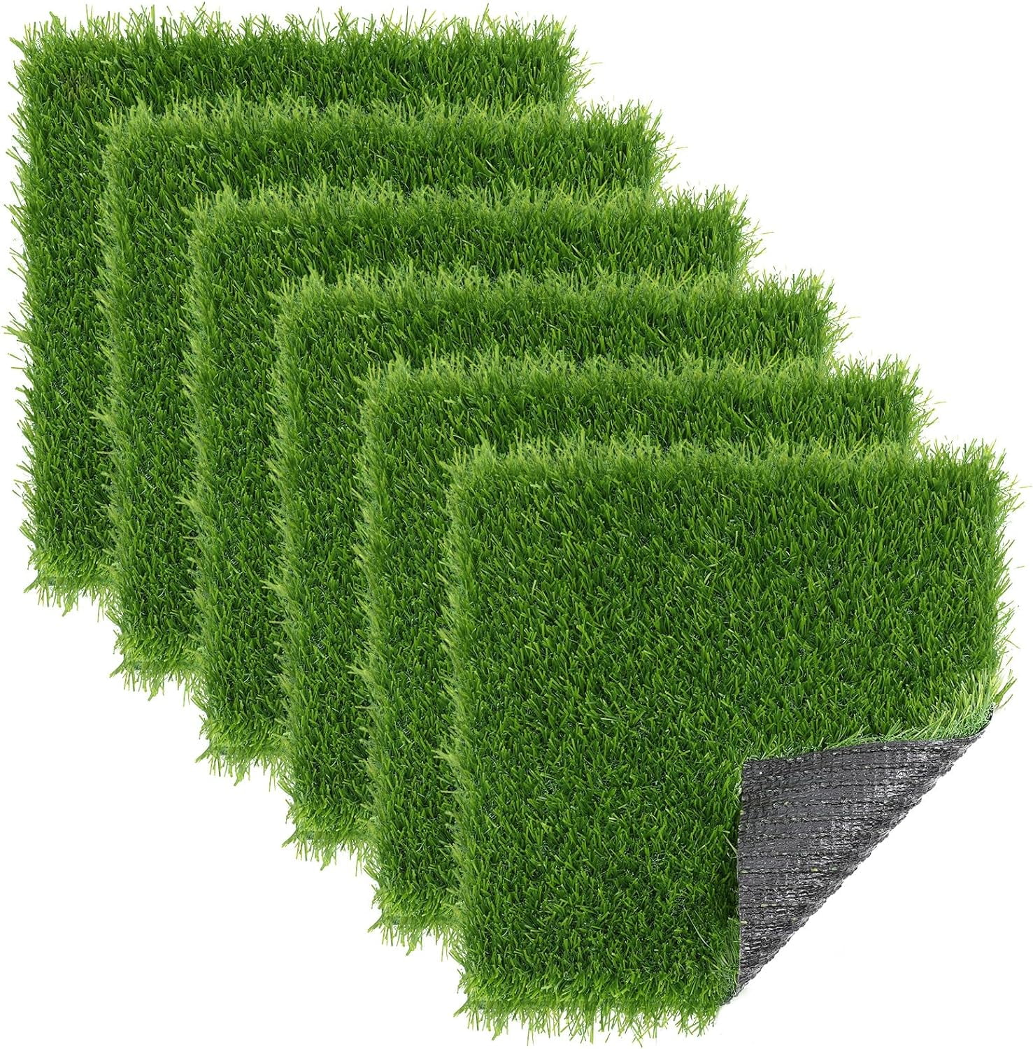 Supbessel Artificial Grass Squares Mat 12"x12" Outdoor Fake Grass Tiles 1.2 inch Grass Patch ...