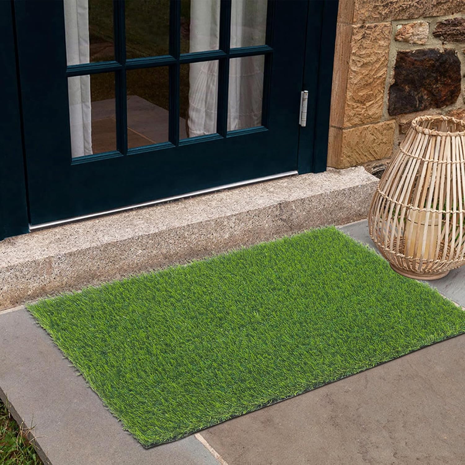 Supbessel Artificial Grass Squares Mat 12"x12" Outdoor Fake Grass Tiles 1.2 inch Grass Patch ...