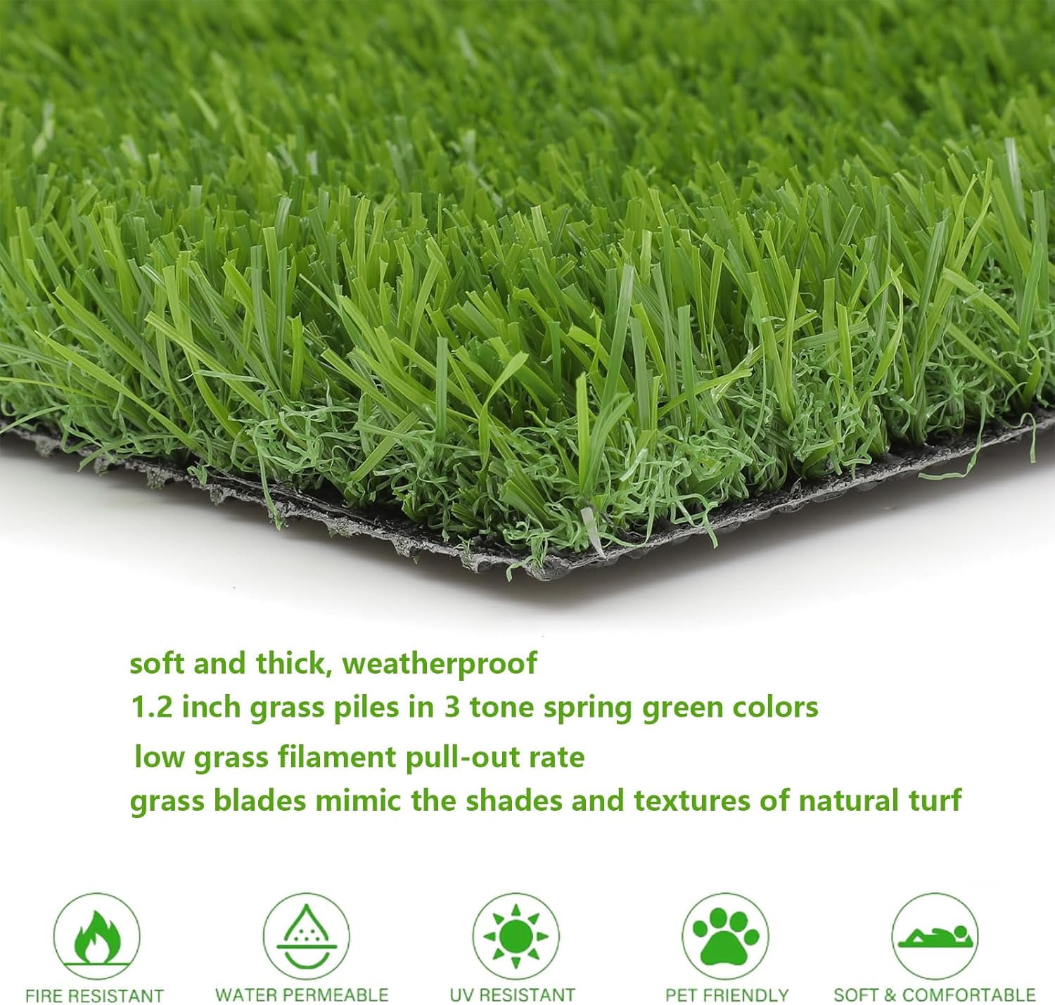 Supbessel Artificial Grass Squares Mat 12"x12" Outdoor Fake Grass Tiles ...