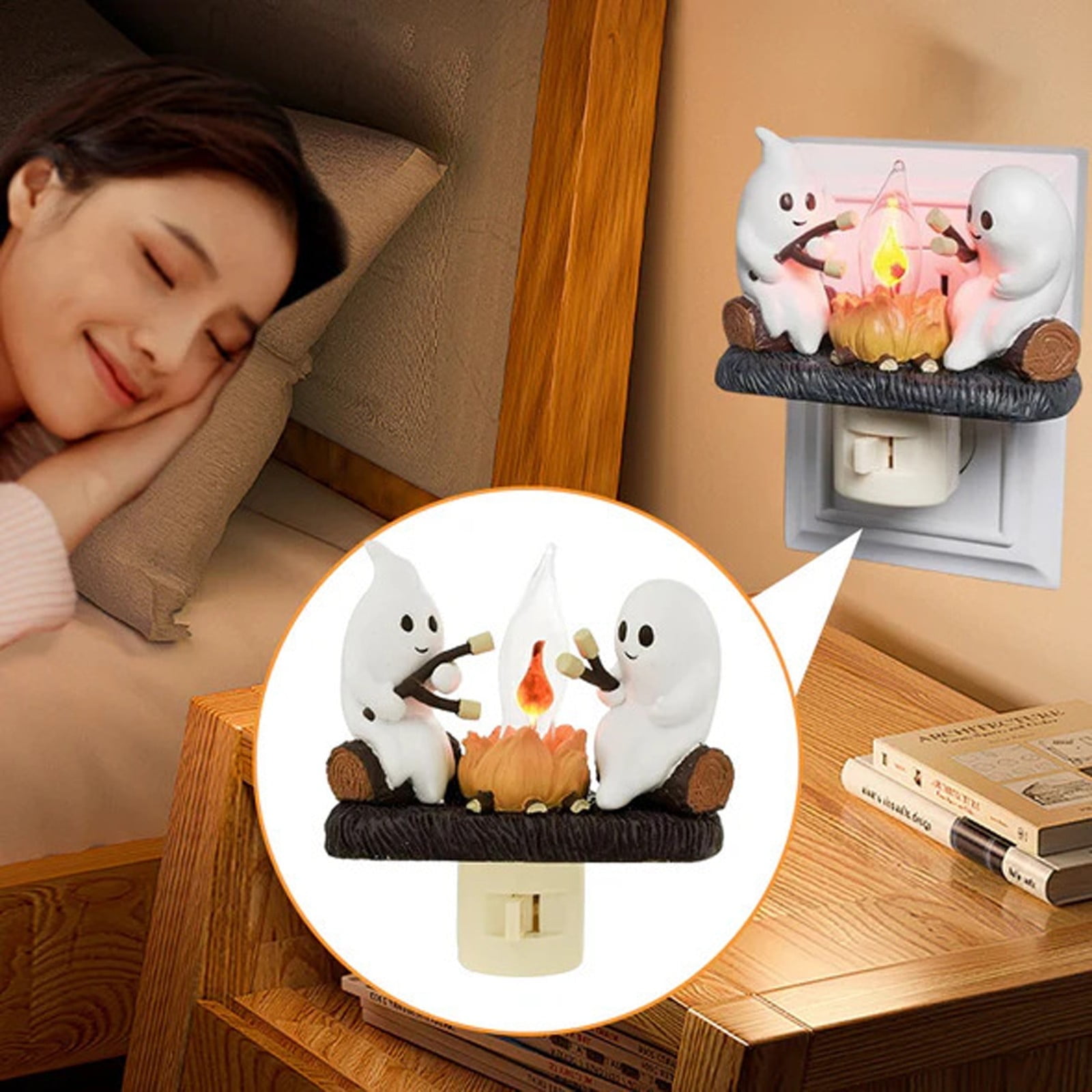 Supbessel Ghost Campfire Nightlight Flickering Night Light Spooky Lamp ...
