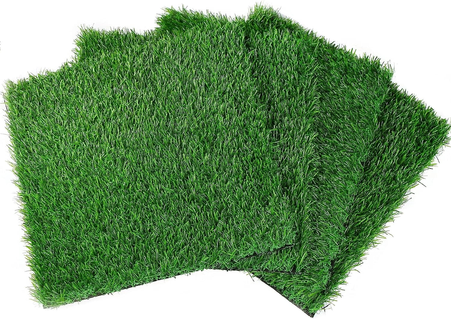 Supbessel Green Artificial Grass Square Mats, 12"x12" Fake Grass Tiles Placemats Table ...