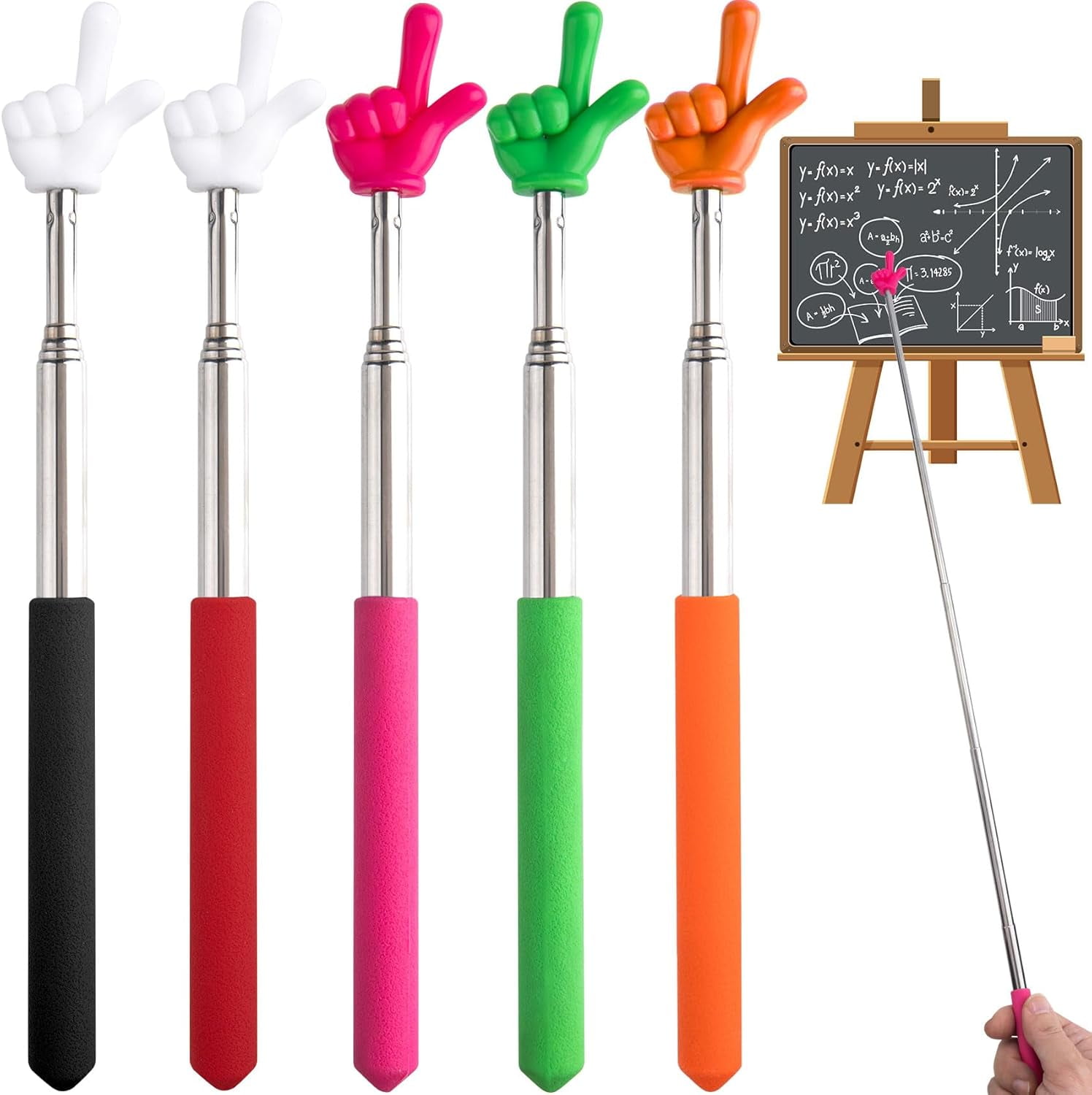 Supbessel Retractable Teacher Pointer Sticks, 8 Colors Hand Pointer ...