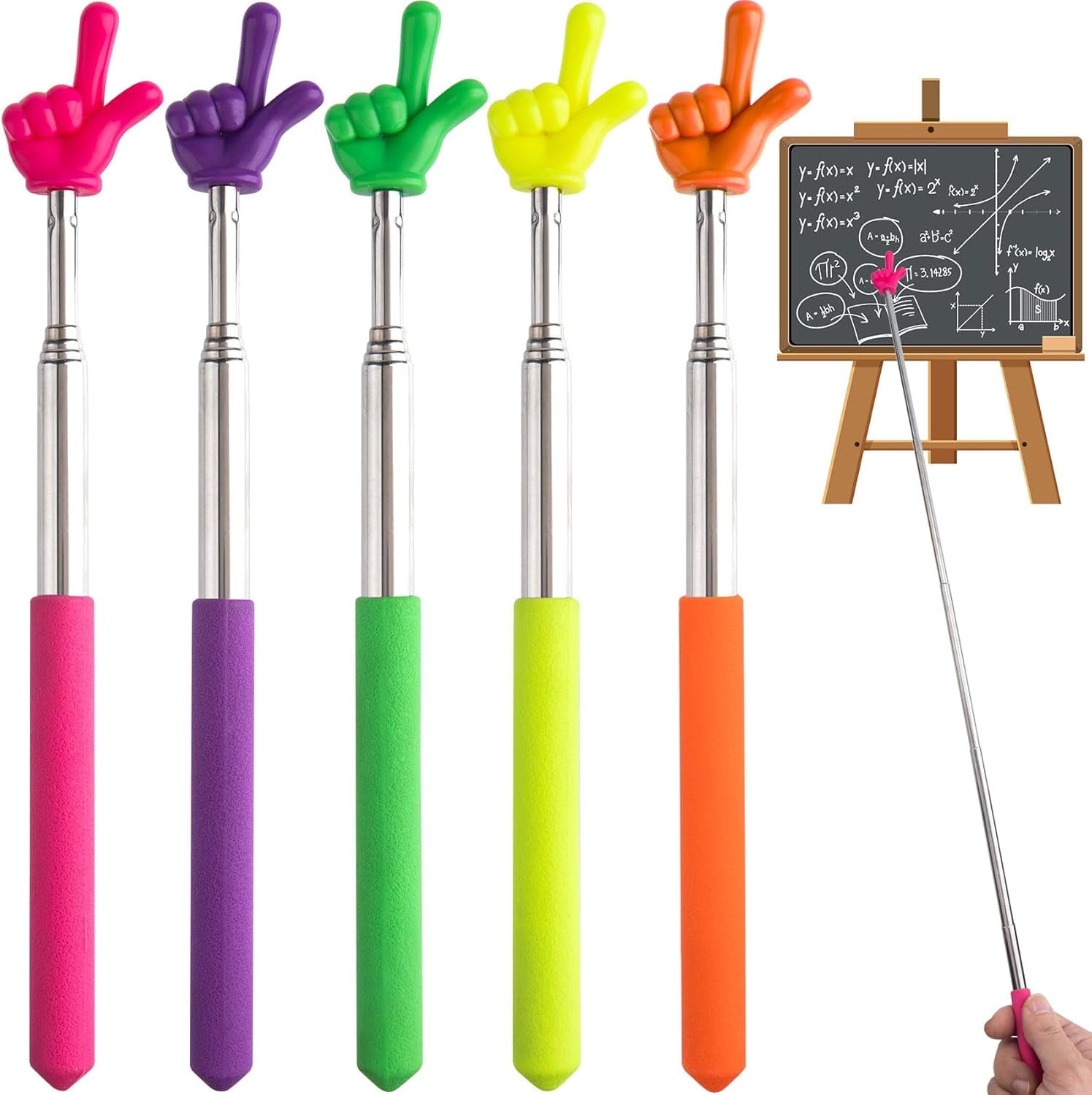 Supbessel Retractable Teacher Pointer Sticks, 8 Colors Hand Pointer ...