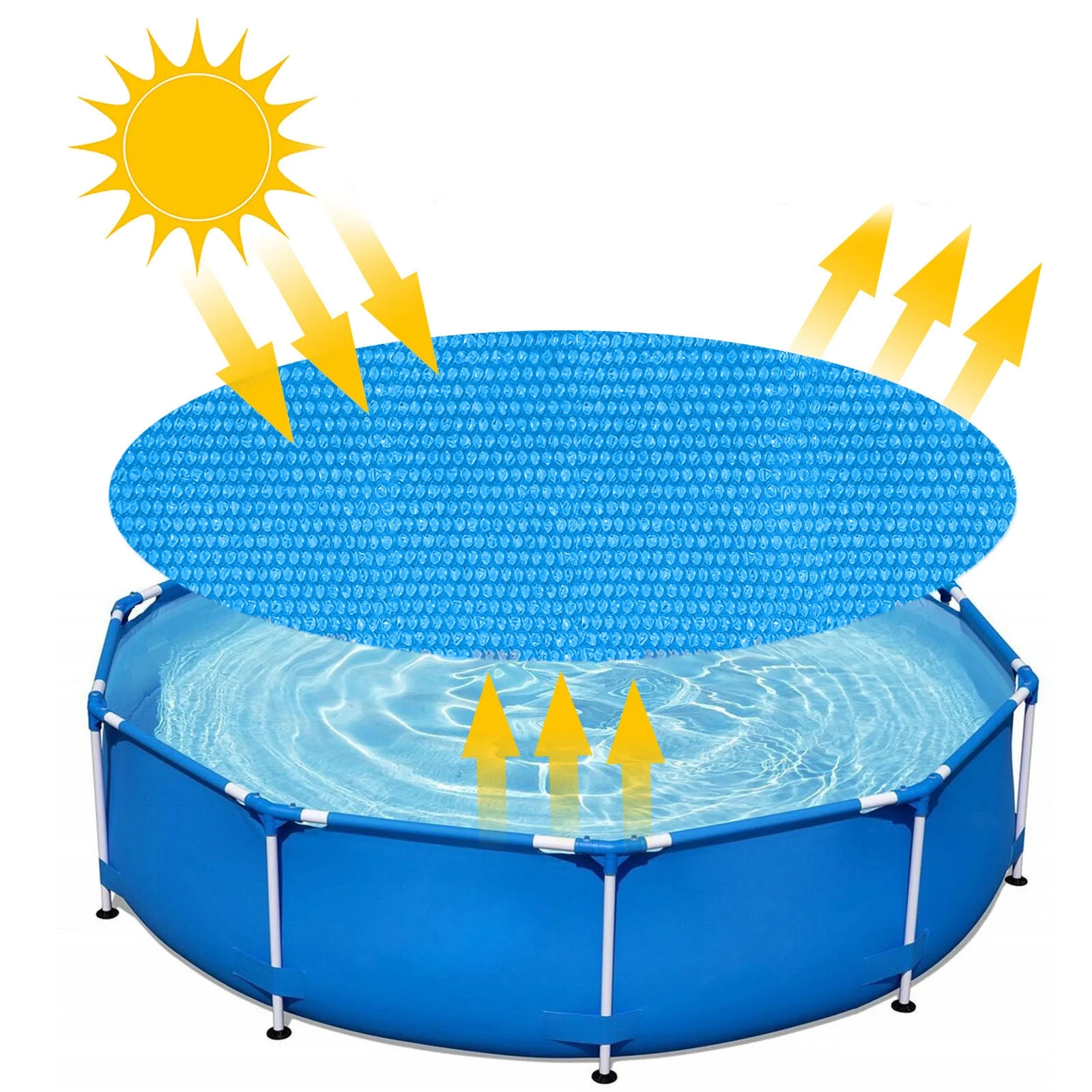 Supbessel Solar Pool Cover 240*240 Round, Above Ground Pool Solar Cover ...