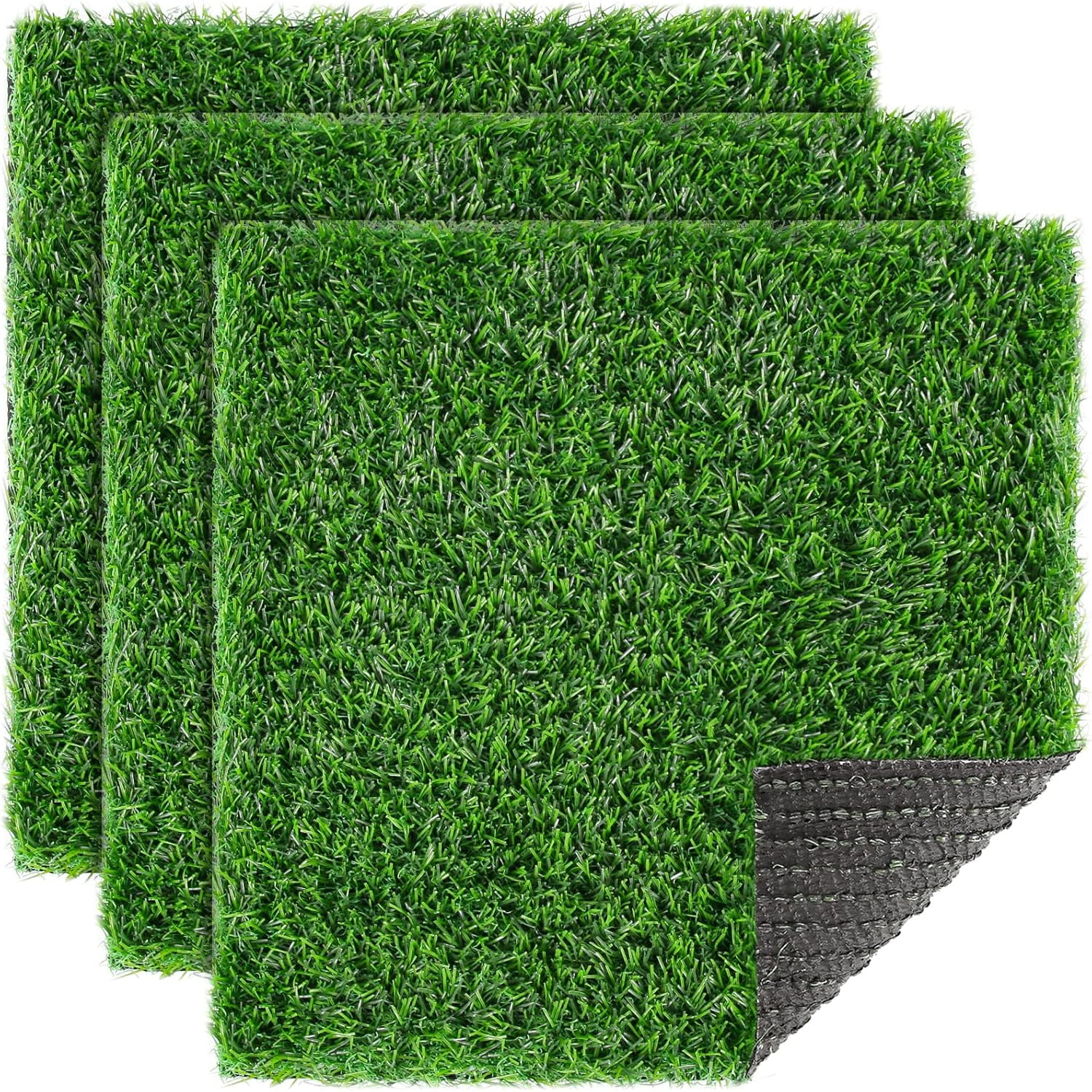 Supbessel Square Artificial Grass Mat, 12"x12" Green Fake Grass Placemat Patch Tiles Decor Patio ...