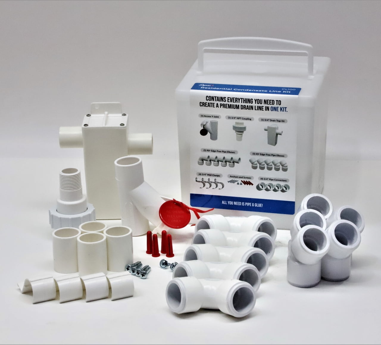 Supco CL100 Residential Condensate Drain Line Fittings Hook Up Kit for ...