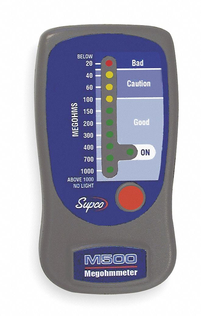 Supco M500 Megohmmeter, 500V DC, LED, Dustproof, with Soft Carrying ...