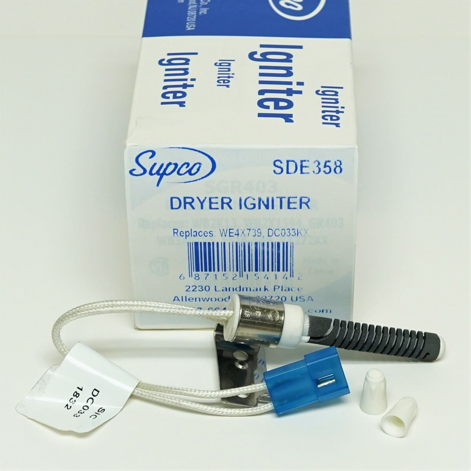Supco SDE358 Gas Dryer Igniter for GE WE4X739 and Electrolux 5304517325 ...