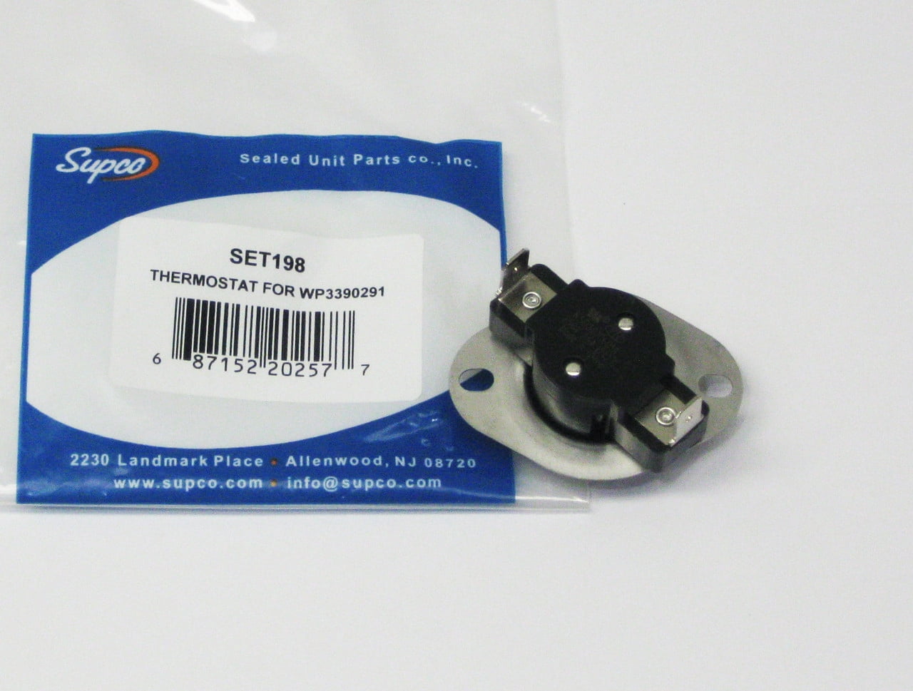 Supco SET198 Dryer Thermostat for Whirlpool WP3390291 33090291 636397 ...