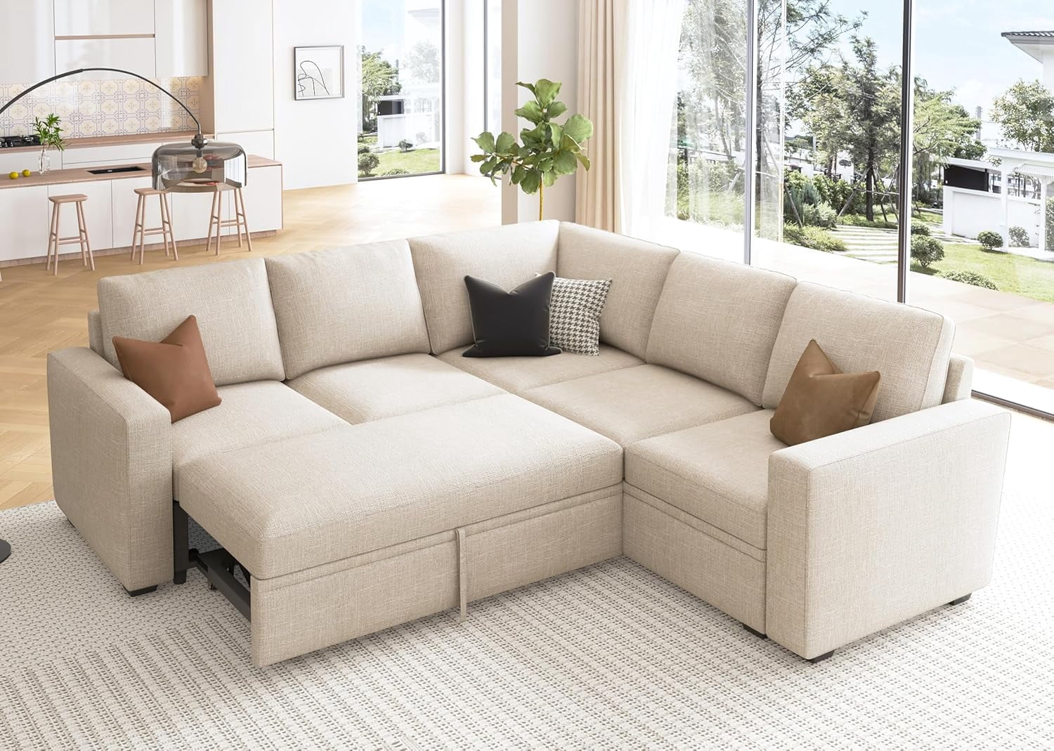 Supdeal Modular Sectional Sleeper Sofa with Pull Out Bed, L Shaped ...