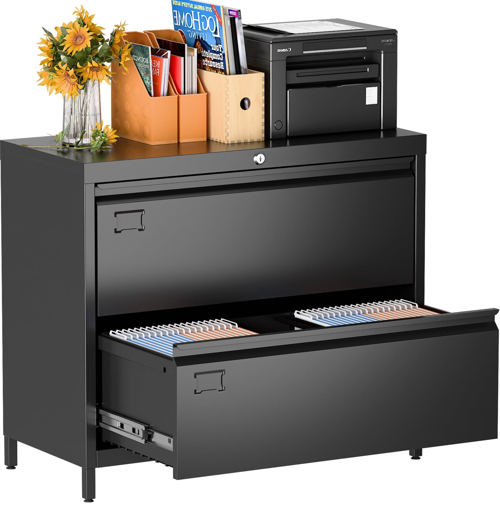 Supeer 2 Drawers Metal Lateral File Cabinet with Feet, Large Capacity ...