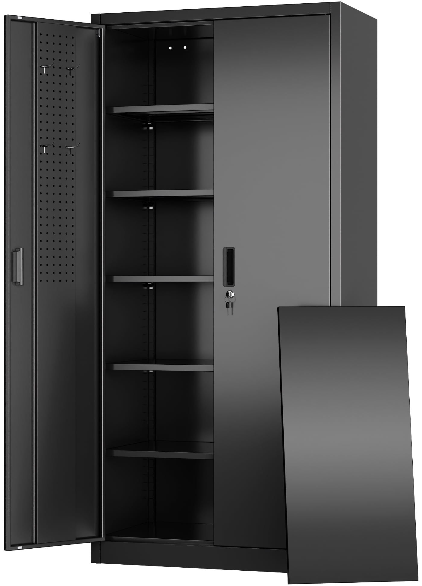 "Supeer Black Metal Utility Storage Cabinet, 72"" Locking Steel with ...