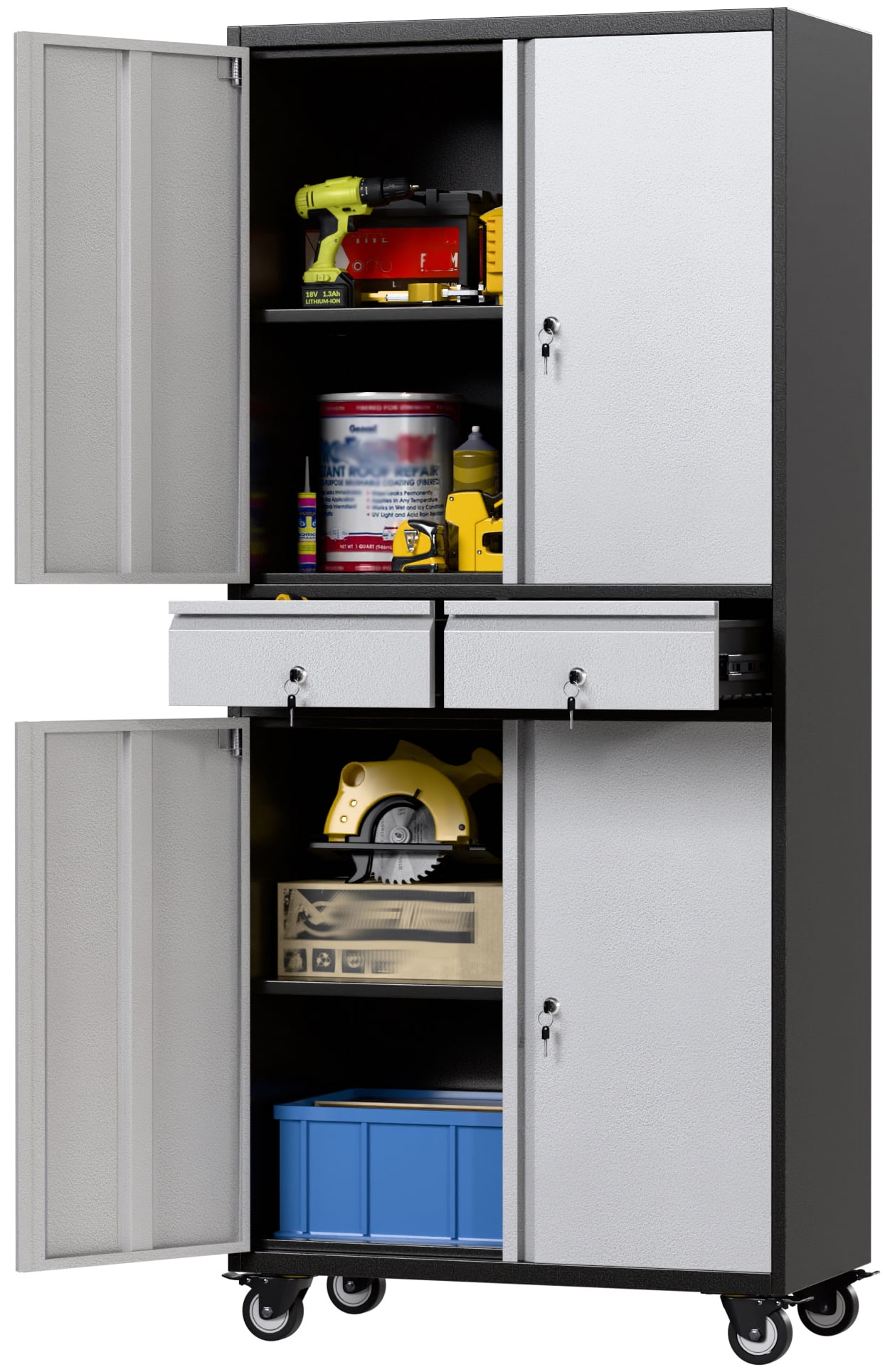 Supeer Heavy Duty Steel Rolling Garage Organizer, 71" Tall Storage ...