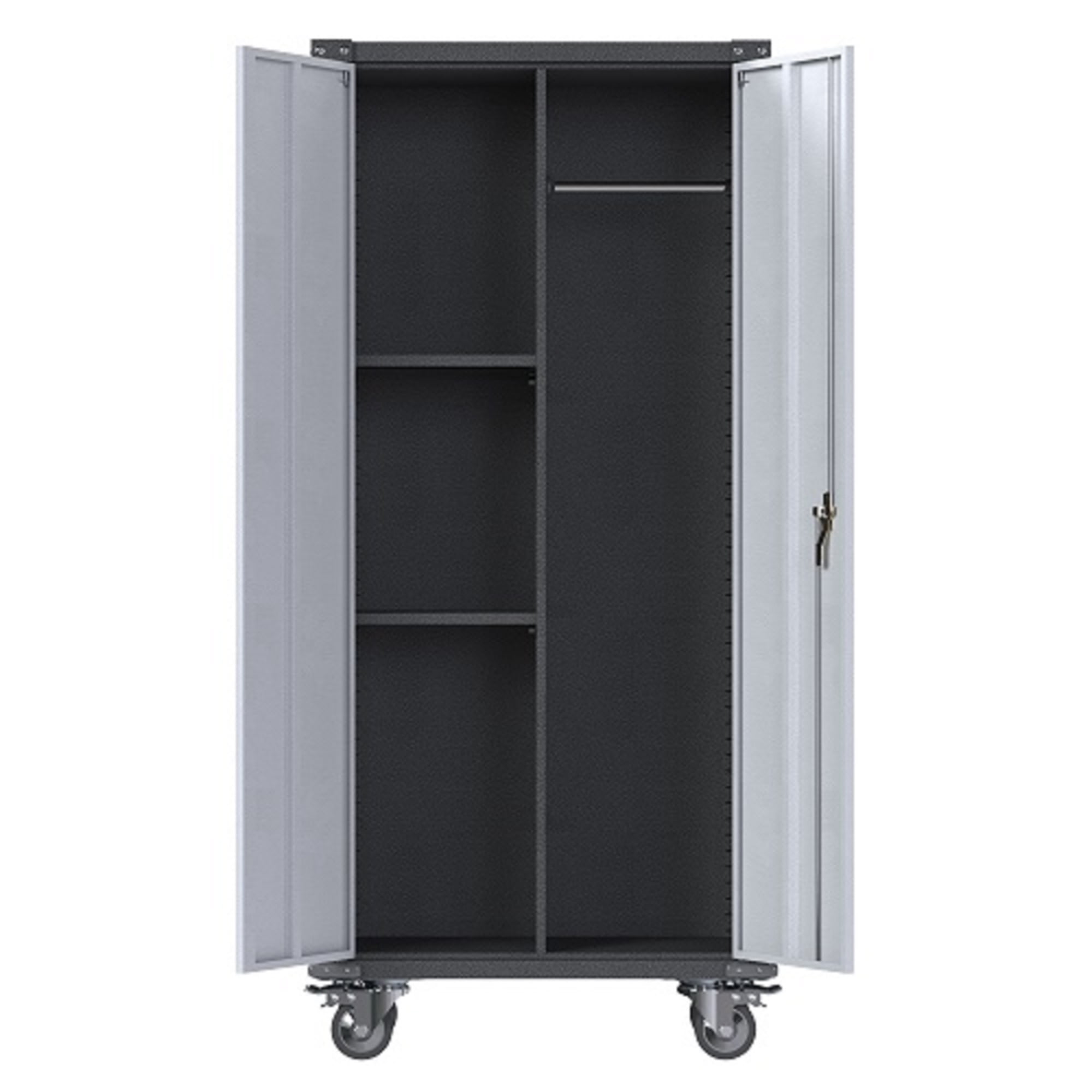 Supeer Metal Rolling Storage Cabinet with Hanging Rod, Large Steel ...