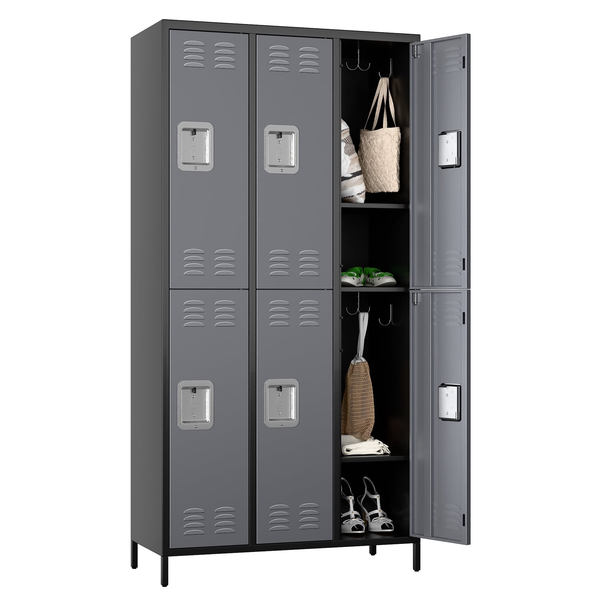 Supeer Metal Storage Lockers, 6 Door Lockable Steel Storage Locker ...