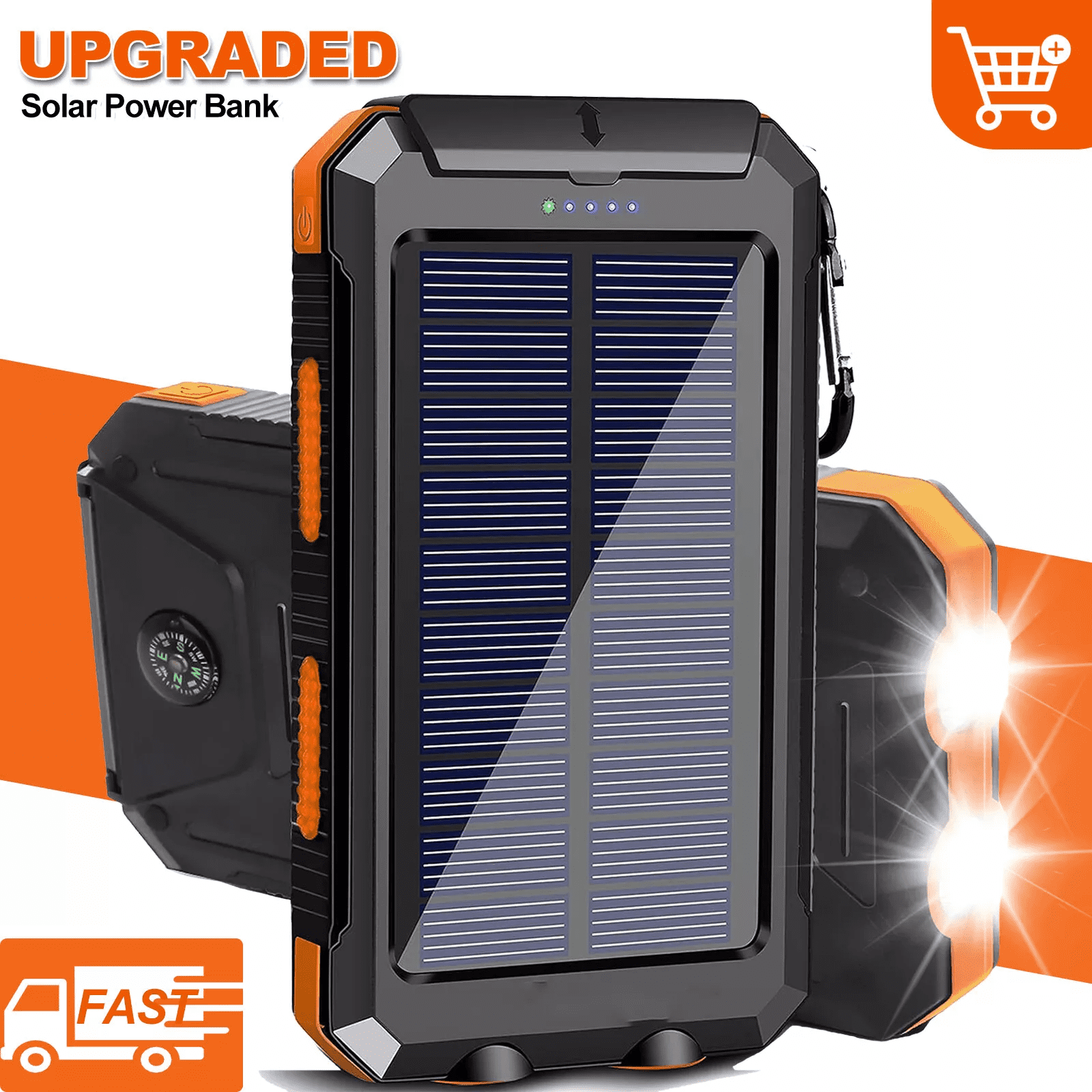 WERCHTAY 10000000mAh Solar Power Bank, USB Portable Charger, Dual LED ...