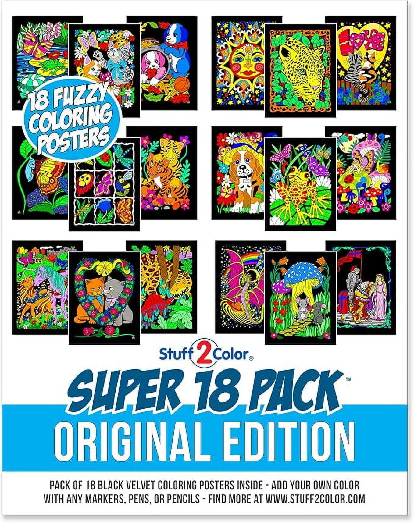 Stuff2Color 18-Pack Fuzzy Velvet Art Coloring Posters for Adults and ...