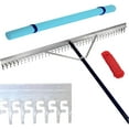 Super 4-Ft Wide Heavy Duty Rake with Extendable 16-Ft Long Handle for ...