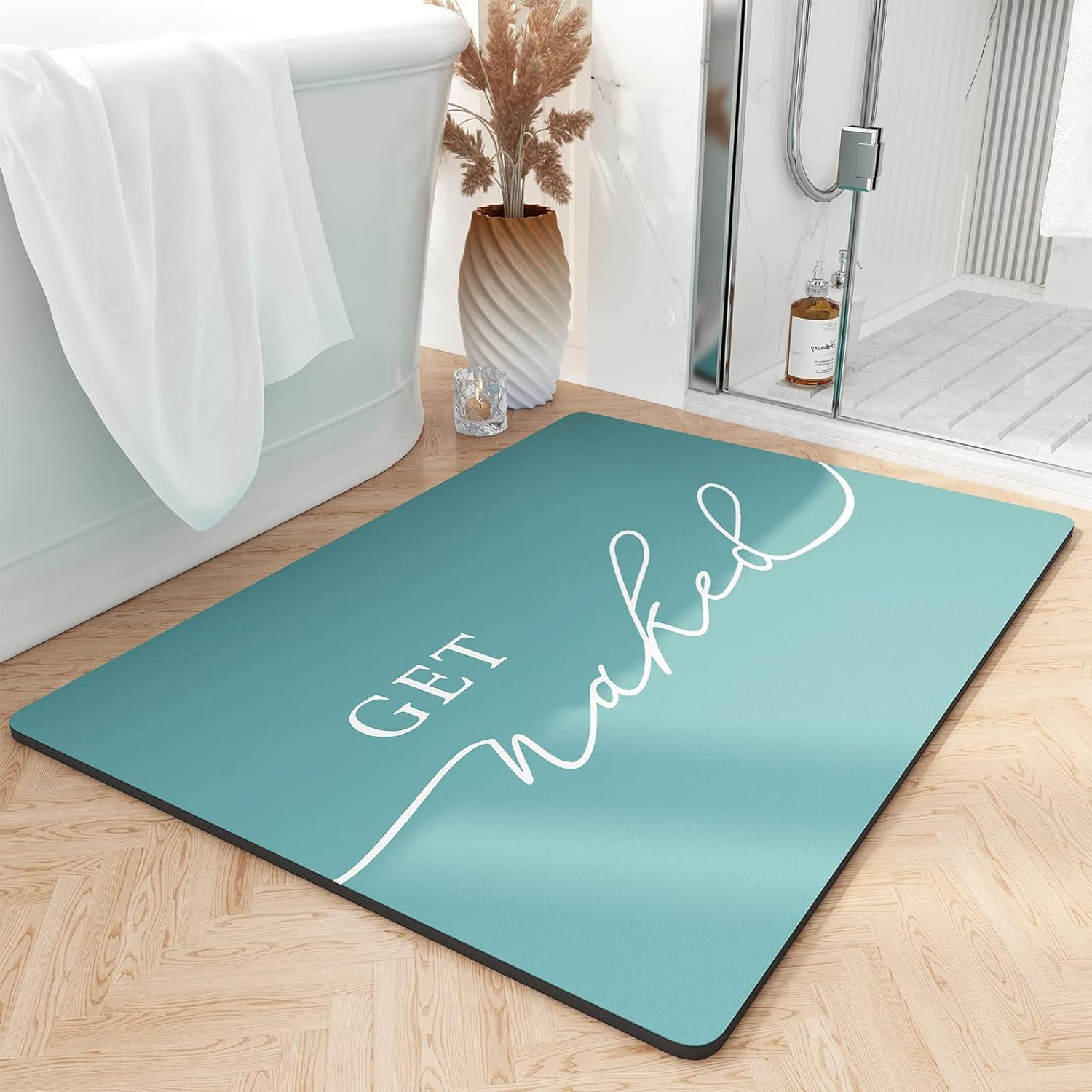 Super Absorbent Bath Mat 17" x 24" Teal Ultra Thin NonSlip Bathroom ...