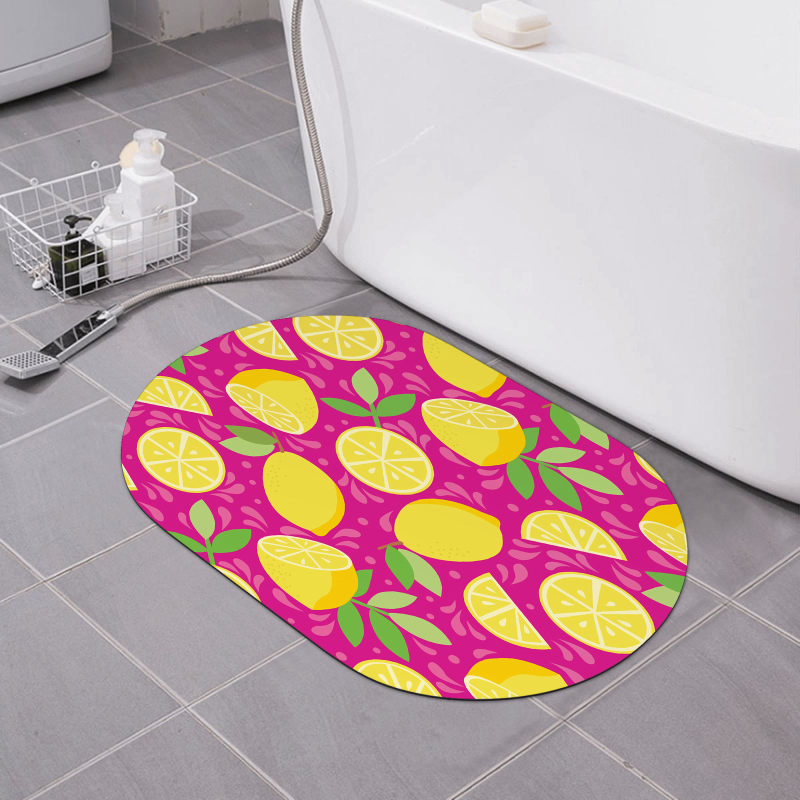Super Absorbent Diatomaceous Earth Bath Mat Emons And Blue Green Leaves ...