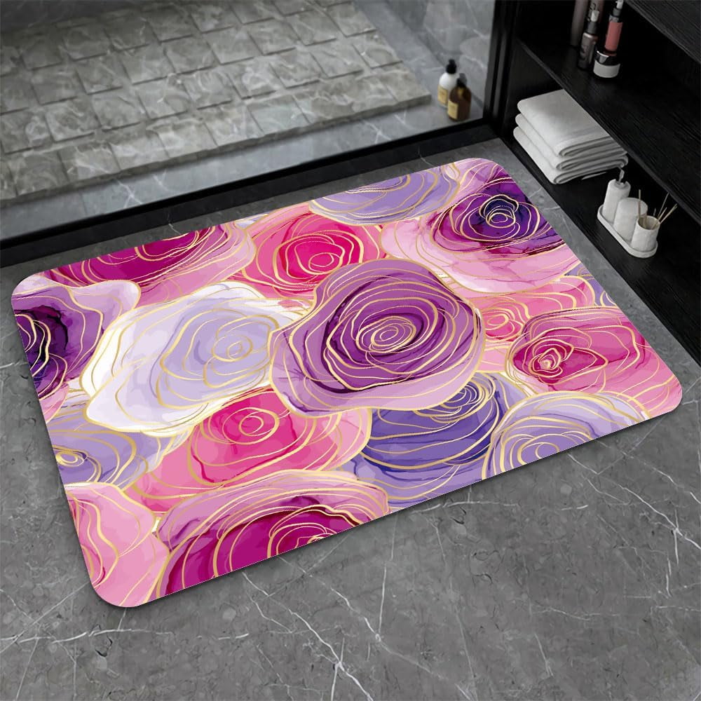 Super Absorbent Diatomaceous Earth Stone Bath Mat,Coloured Rose Quick ...