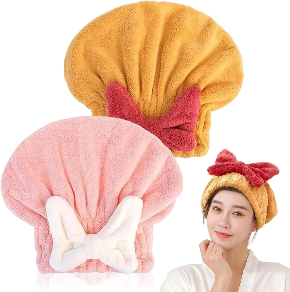 Super Absorbent Hair Towel Wrap for Wet Hair, Microfiber Hair Drying ...
