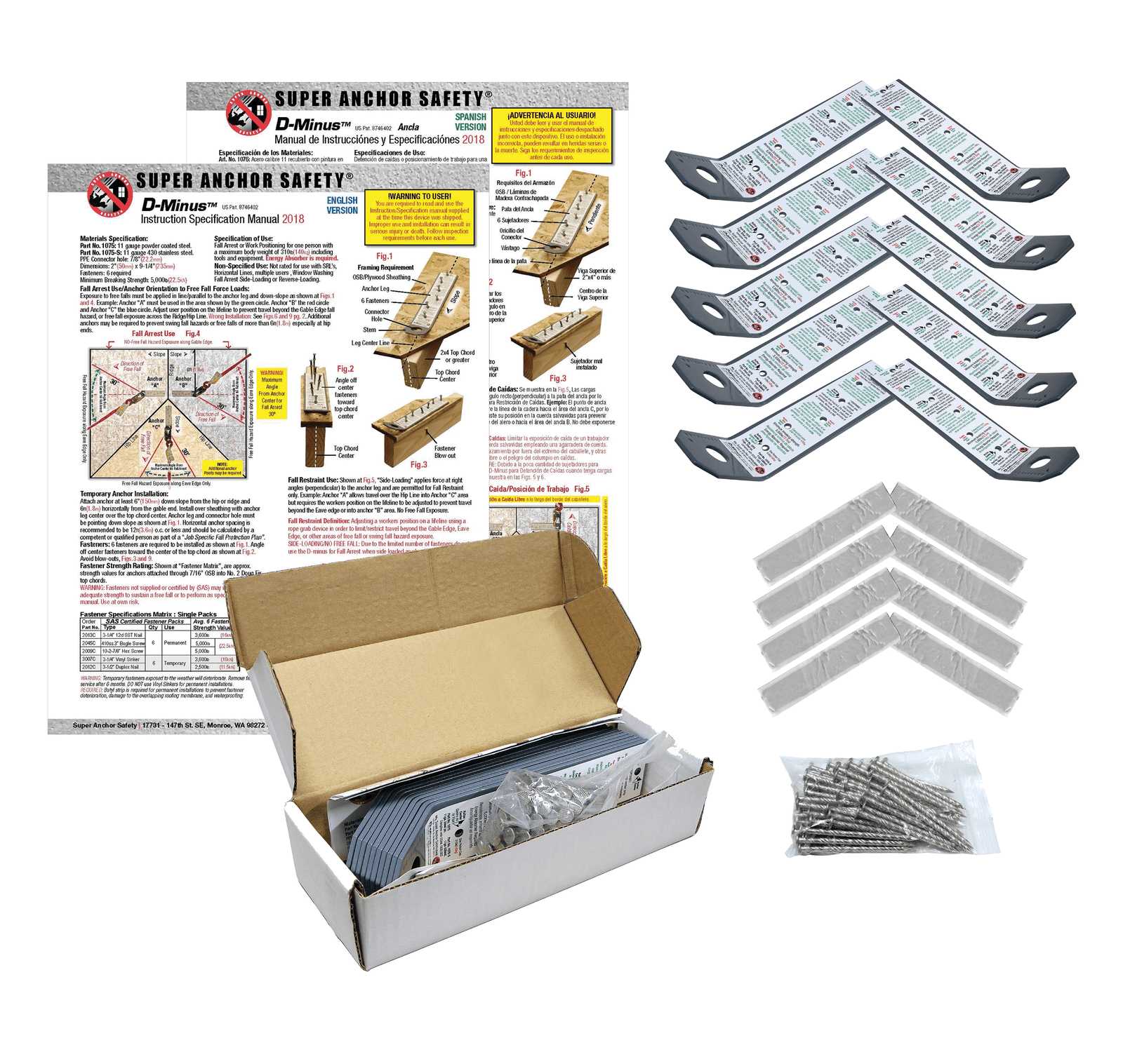 Super Anchor D- Minus Roof Anchor Kit. Gray Powder Coated Anchors. Box ...
