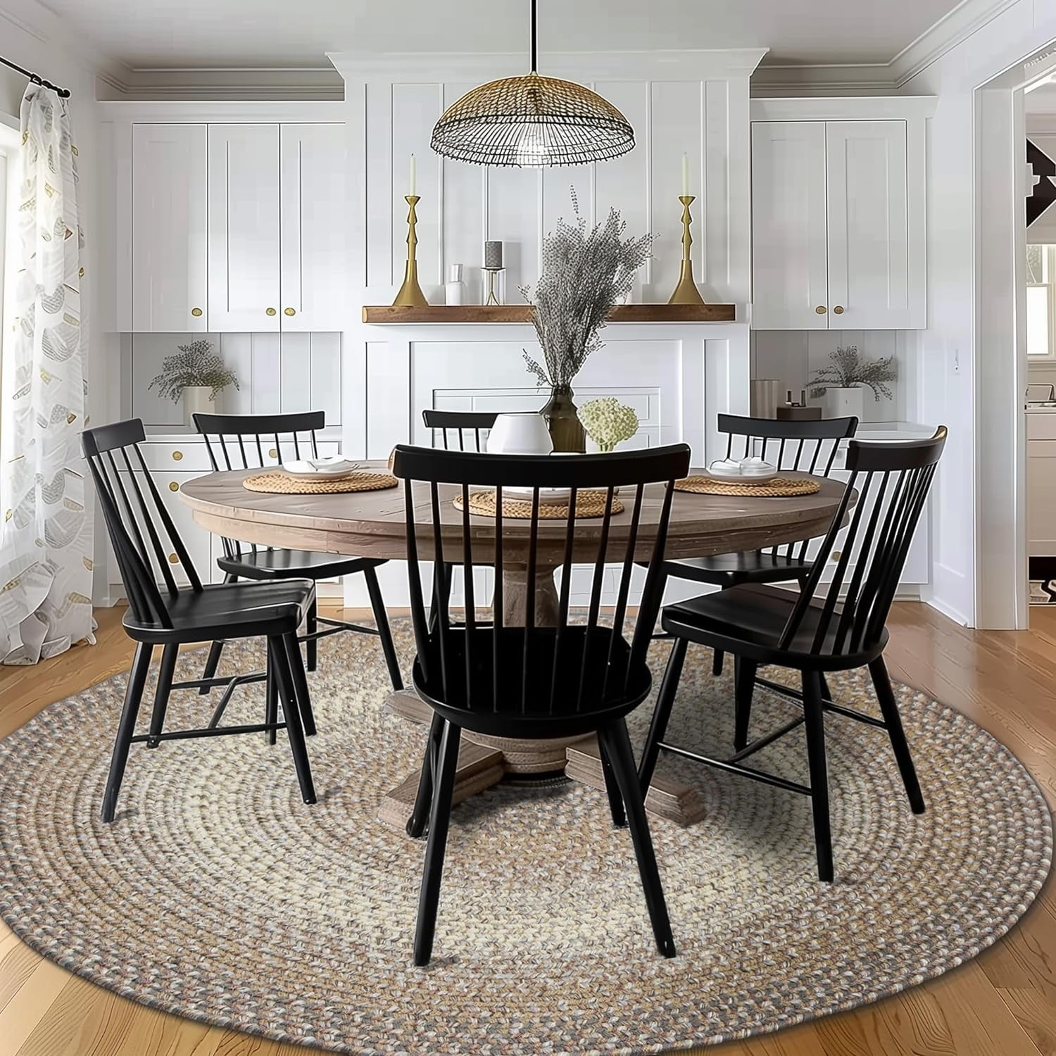 Super Area Rugs Braided Rugs Round 4ft Farmhouse Kitchen Rug ...